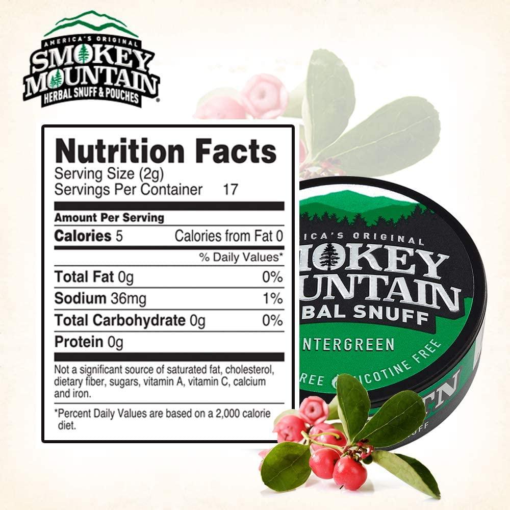 Smokey Mountain Herbal Wintergreen Long Cut Snuff - Tobacco and ...