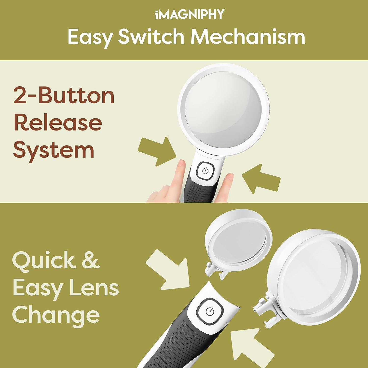 iMagniphy High Power Magnifying Glasses with Light - 5X & 10X ...