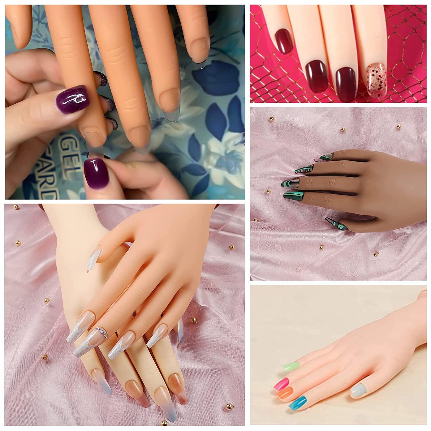Flexible Reusable Manicure Practice Hand for Acrylic Nails Kit ...