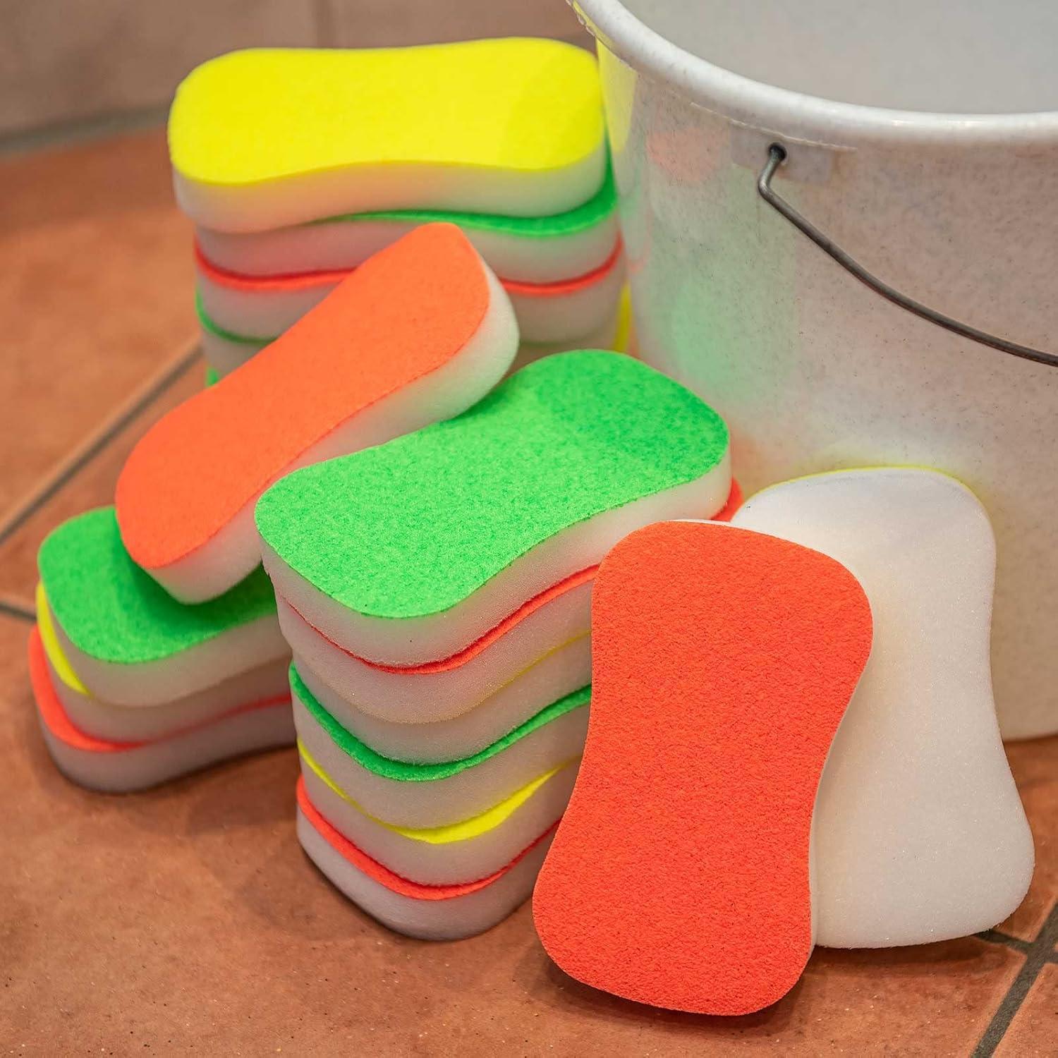 SIDCO Pot Sponge - 10 Neon Scouring Sponges for Kitchen Cleaning ...