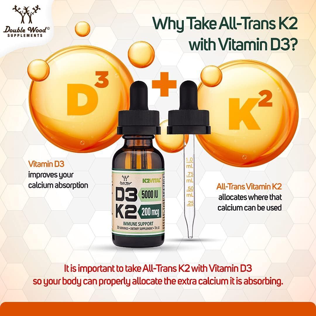 Vitamin D3 K2 5000 IU Liquid Drops - Max Absorption Formula for Kids ...