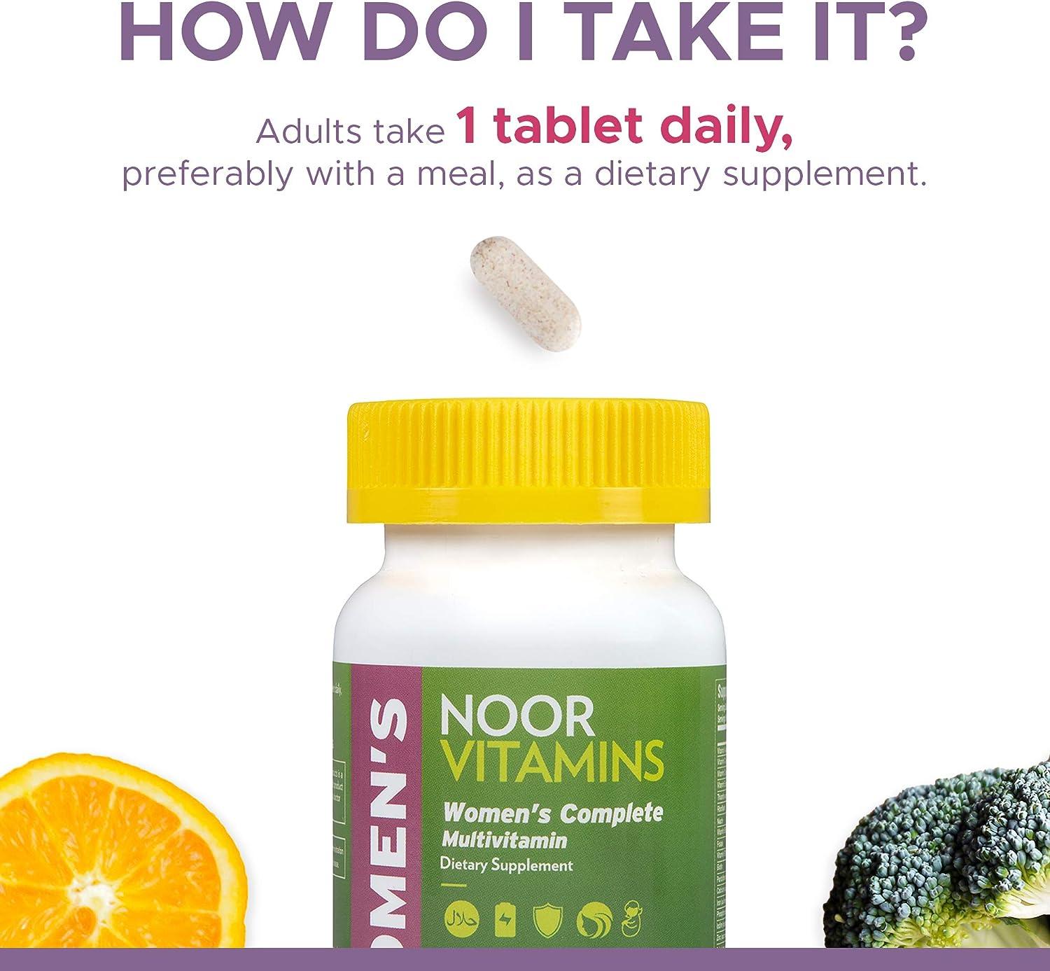 Noor Vitamins Halal Women's Multivitamin - Vegan & Daily Supplement for ...