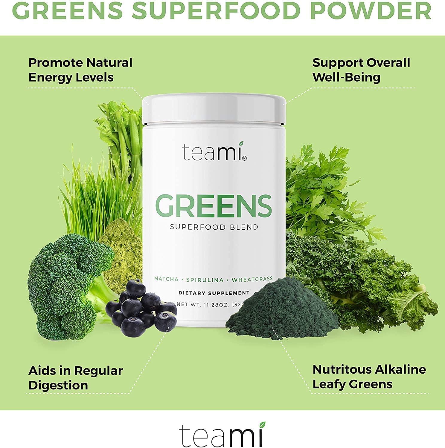 Teami Greens Superfood Powder - Immune Support & Super Green Veggie ...