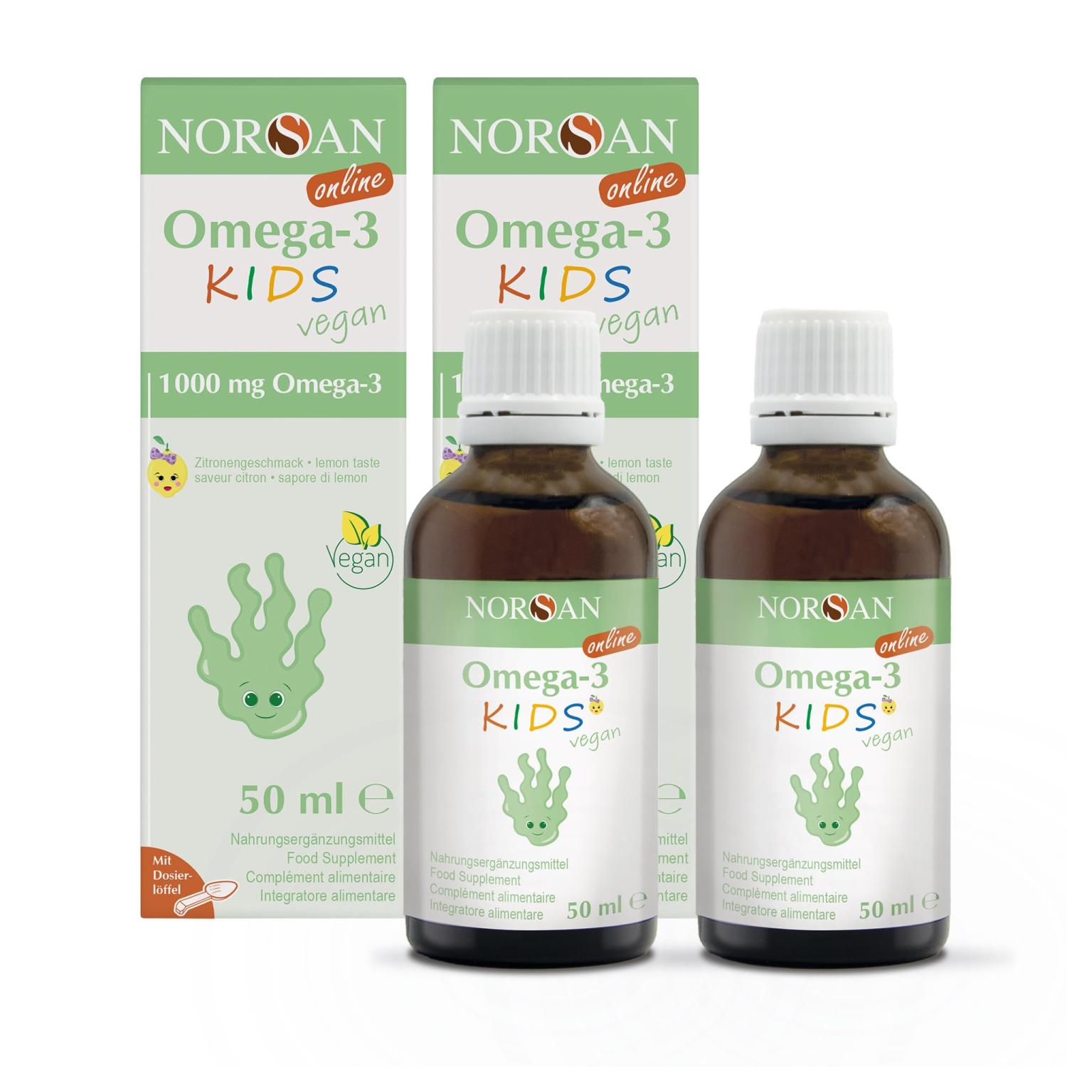 Norsan Omega 3 Kids Oil Vegan - High-Dose DHA Algae Oil 2x50ml | 1000mg ...