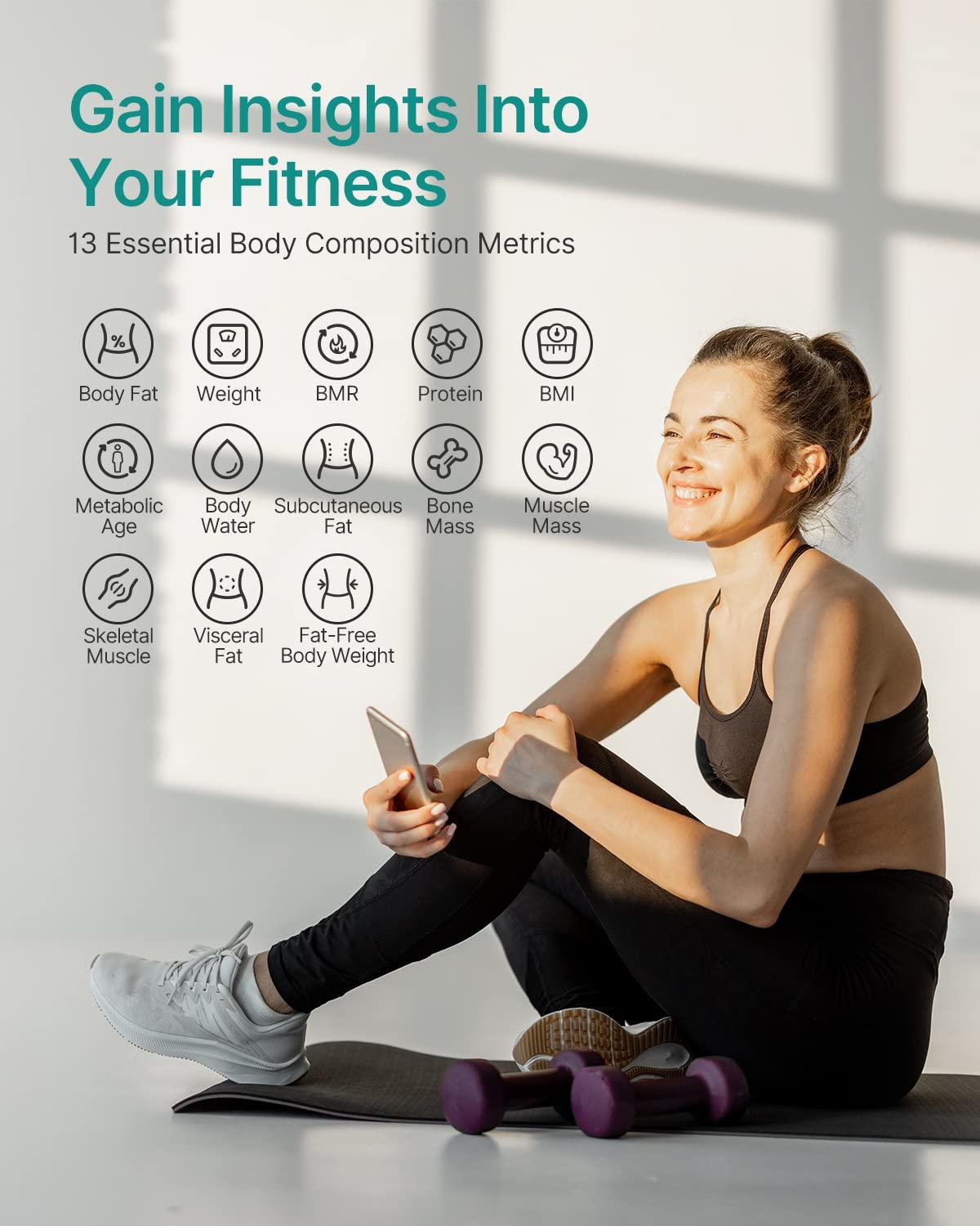 FITINDEX Smart Body Fat Scale with Tape Measure and APP, Bluetooth BMI ...