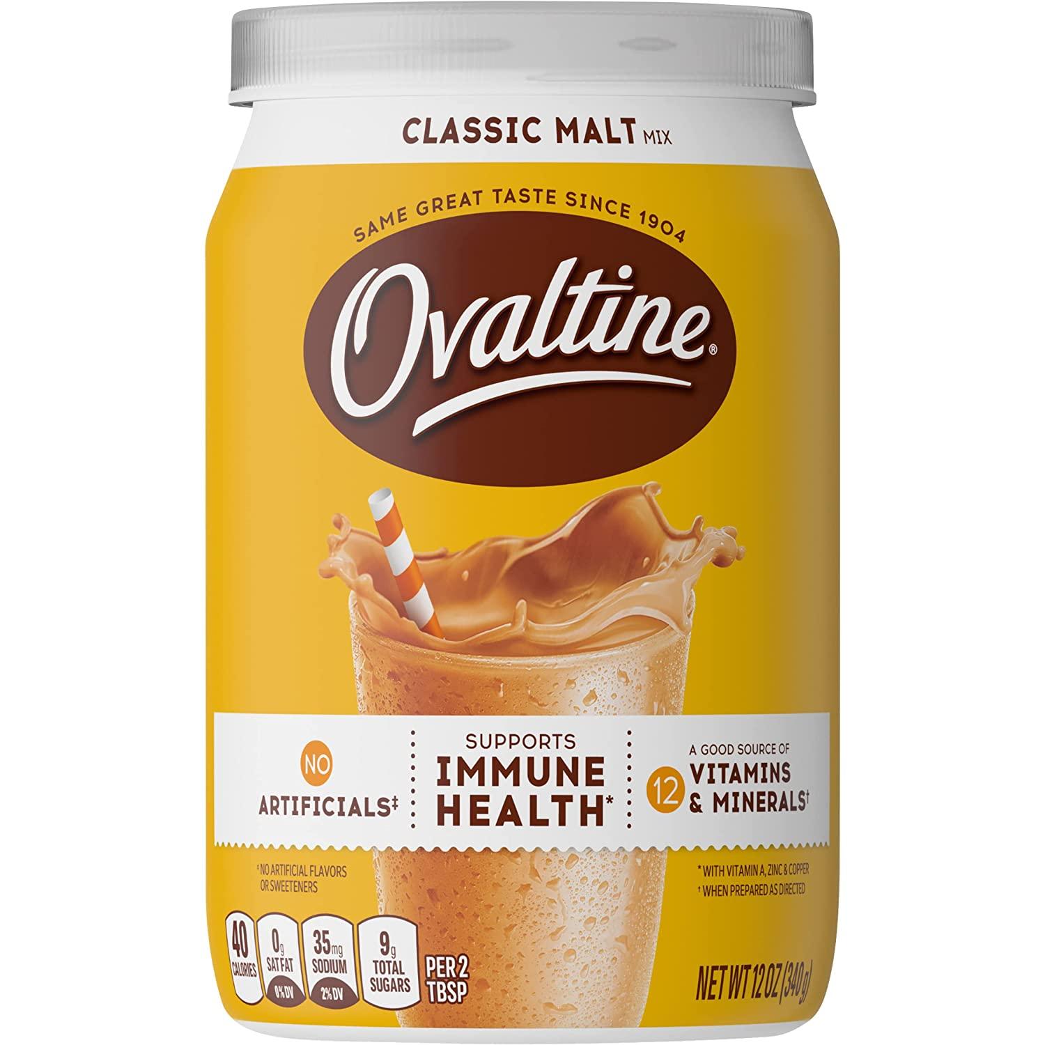 Ovaltine Classic Malt - 12 Ounce x 2 Pack | Rich Malt Flavored Drink Mix | Buy Now with Express ...