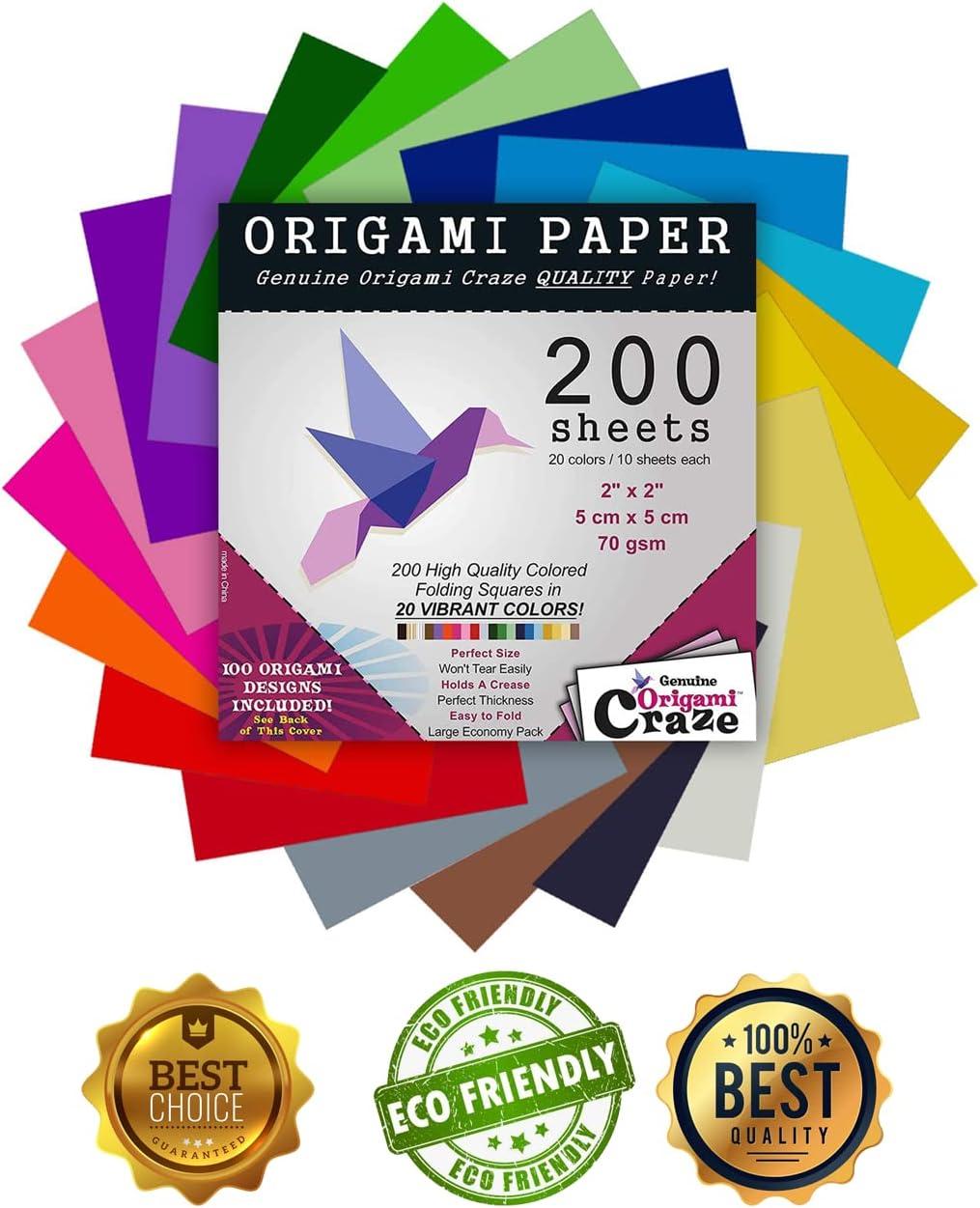 Origami Paper 200 Sheets - 2-inch Square Sheets - 20 Colors - Arts and ...