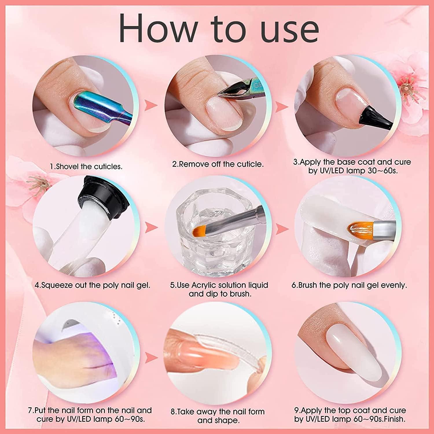 Poly Nail Gel Kit with Slip Solution - Builder Gel Nail Extension Set ...