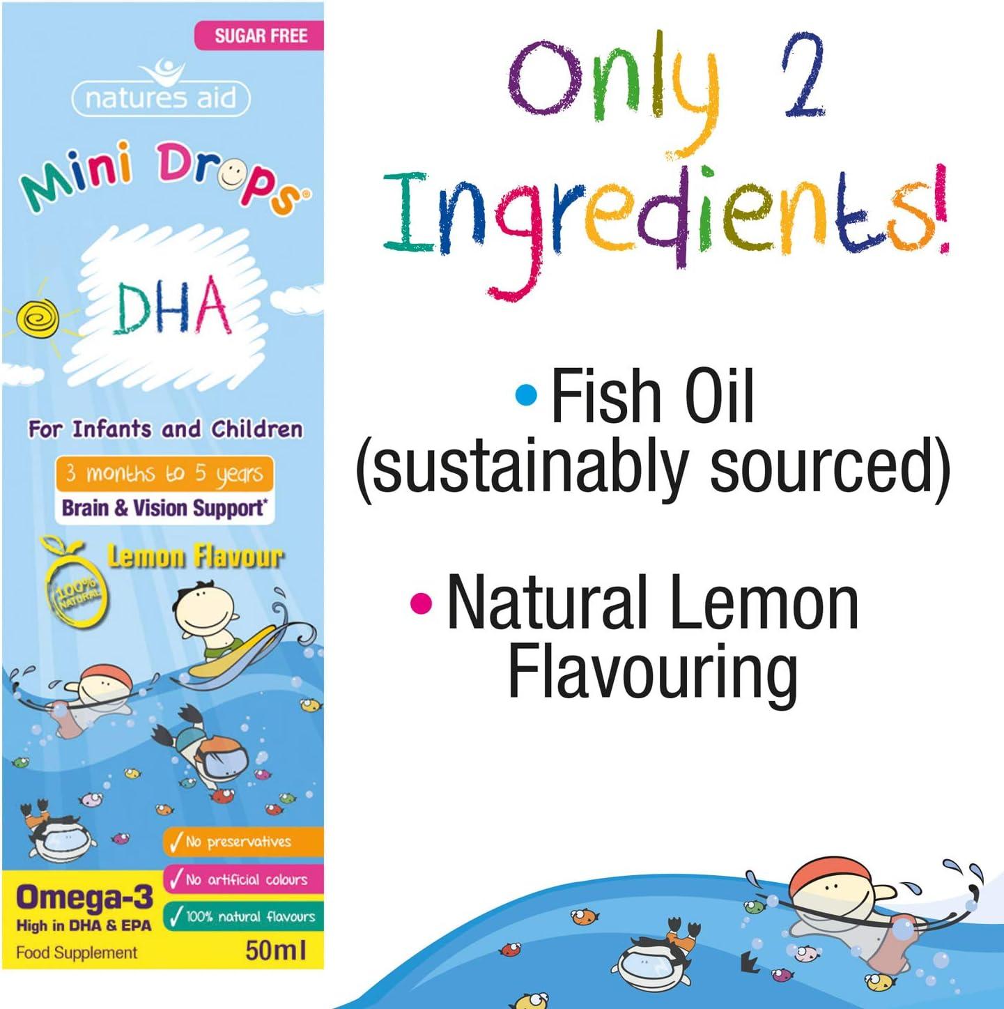 Natures Aid DHA Omega-3 Mini Drops for Infants & Children - Sugar Free ...