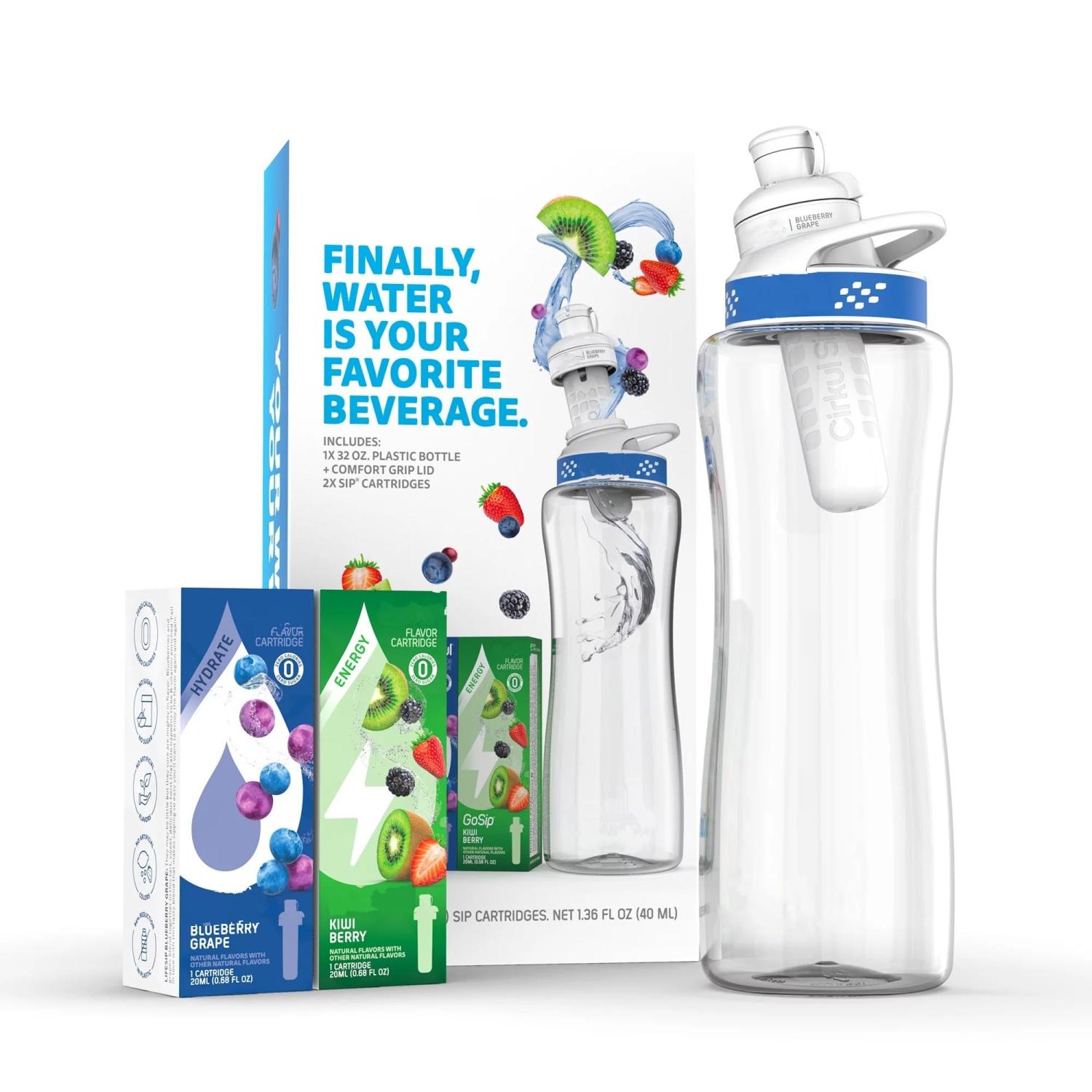 Cirkull 32 oz Plastic Water Bottle Starter Kit with Blue Lid + 1 ...