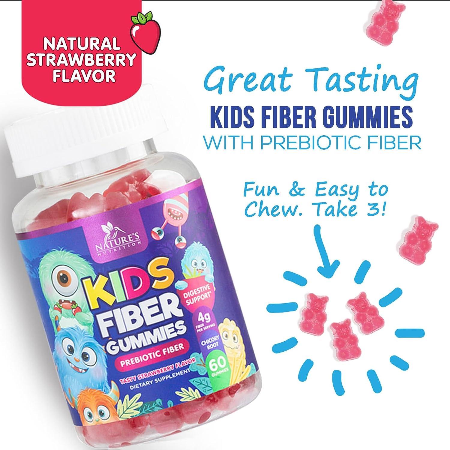 Kids Fiber Gummies - Daily Prebiotic Supplement for Digestive Health ...