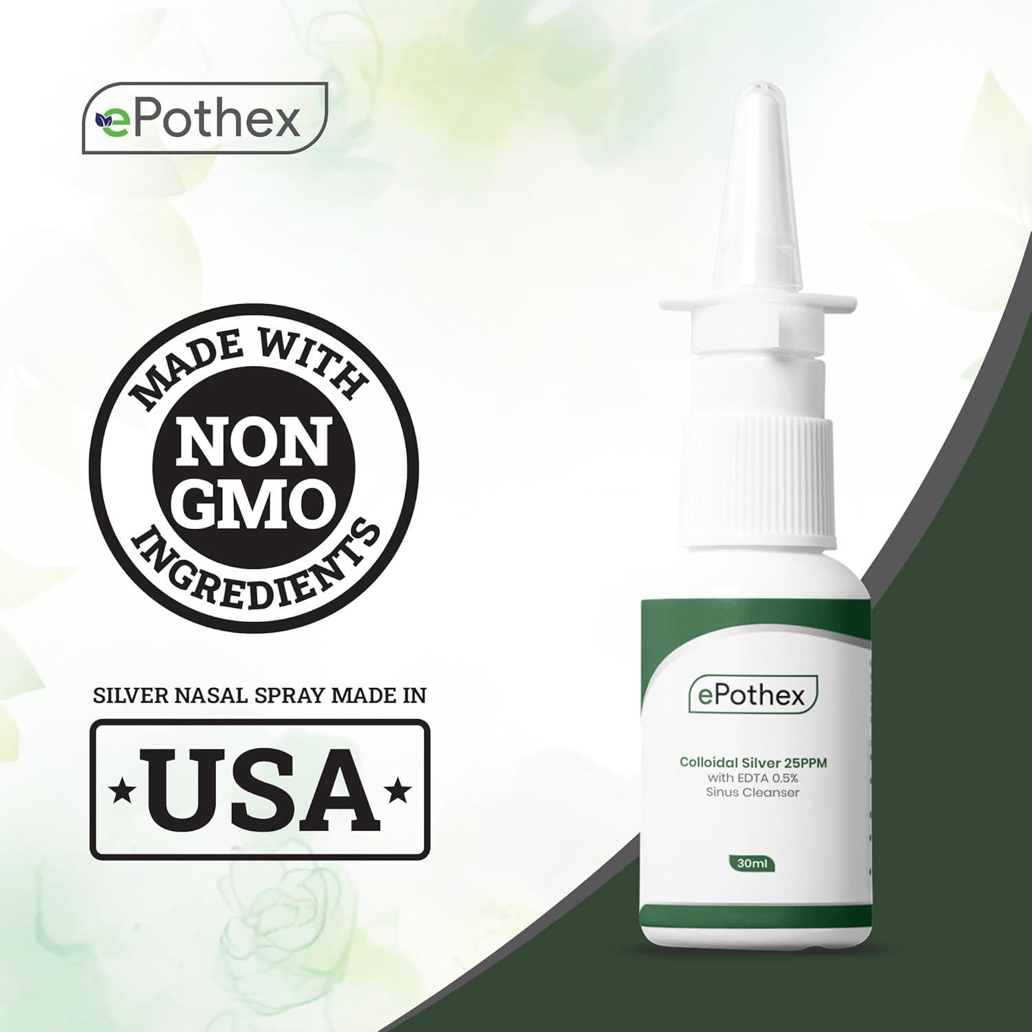 Colloidal Silver Nasal Spray 25PPM - EDTA 0.5% for Sinus Support ...