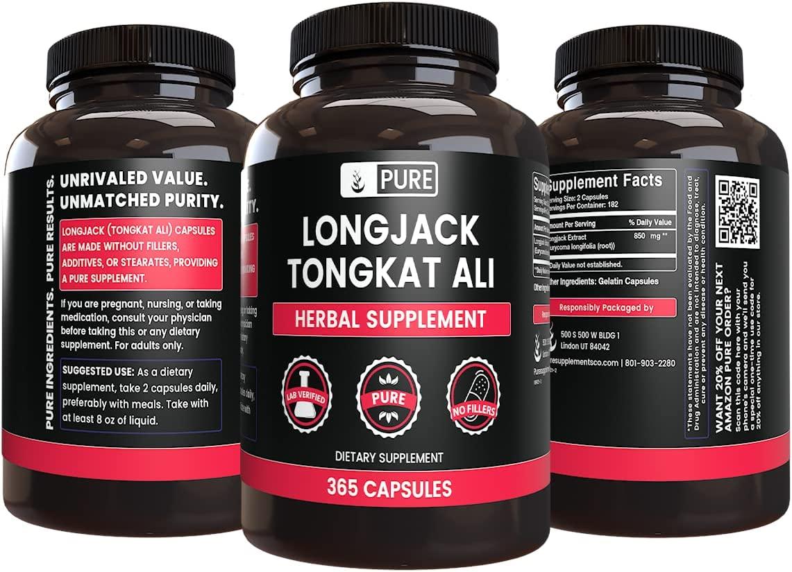 Pure Longjack (Tongkat Ali) 365 Capsules - No Fillers, Lab Verified ...