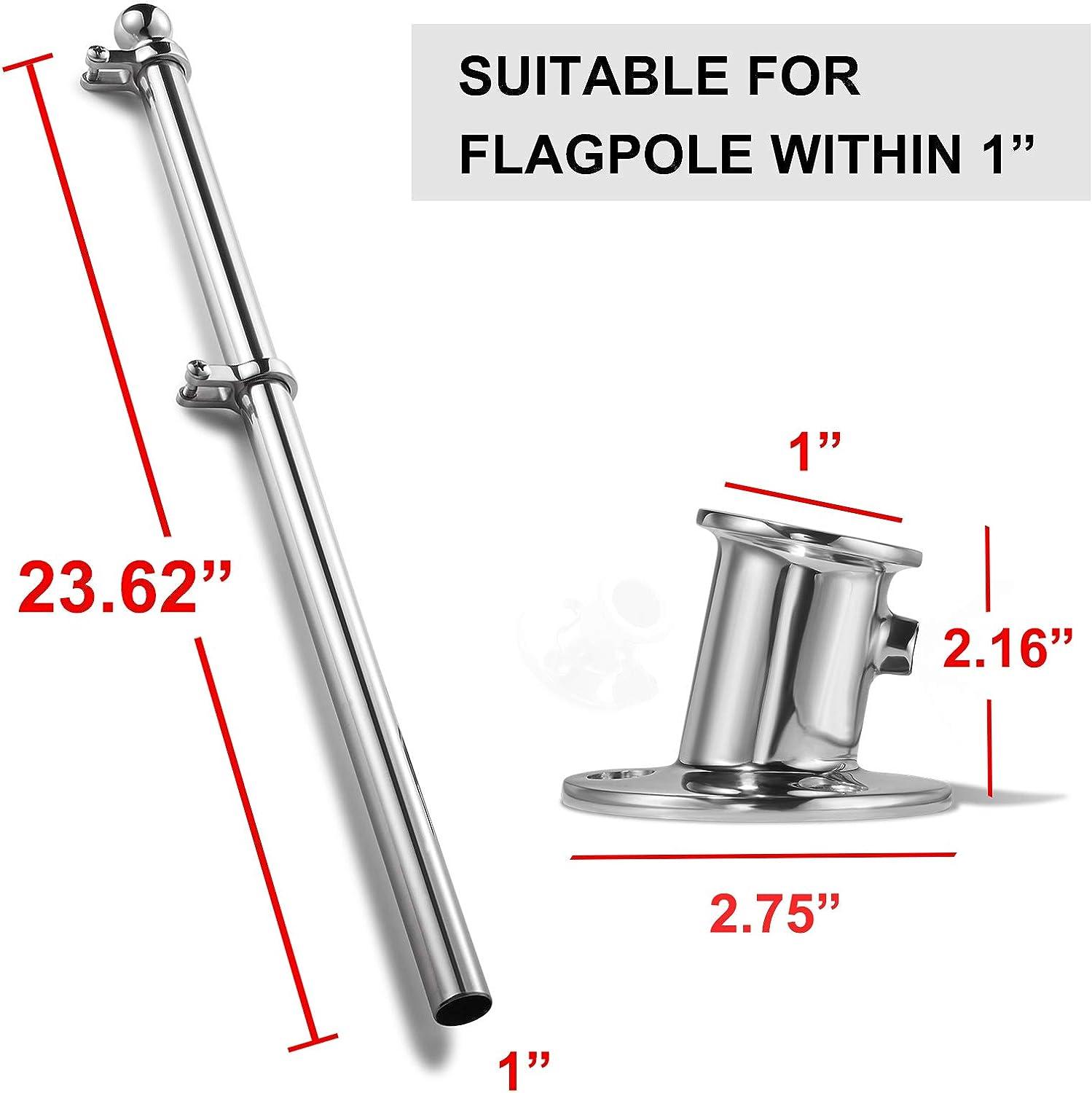 ZOMCHAIN Marine Flag Pole Set | 316 Stainless Steel | Boat, Yacht ...