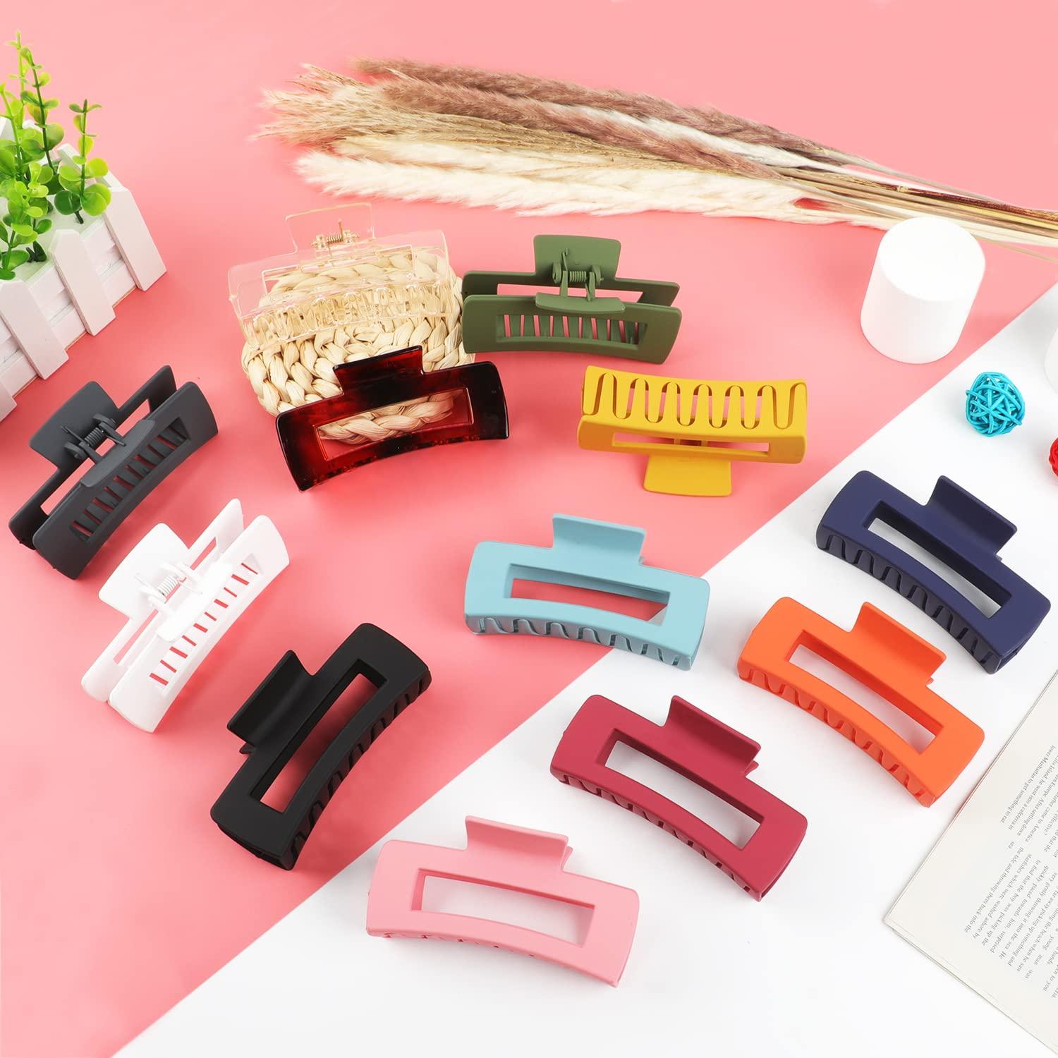 12 Pcs Large Hair Claw Clips - Non Slip Big Clips for Thick & Thin Hair ...