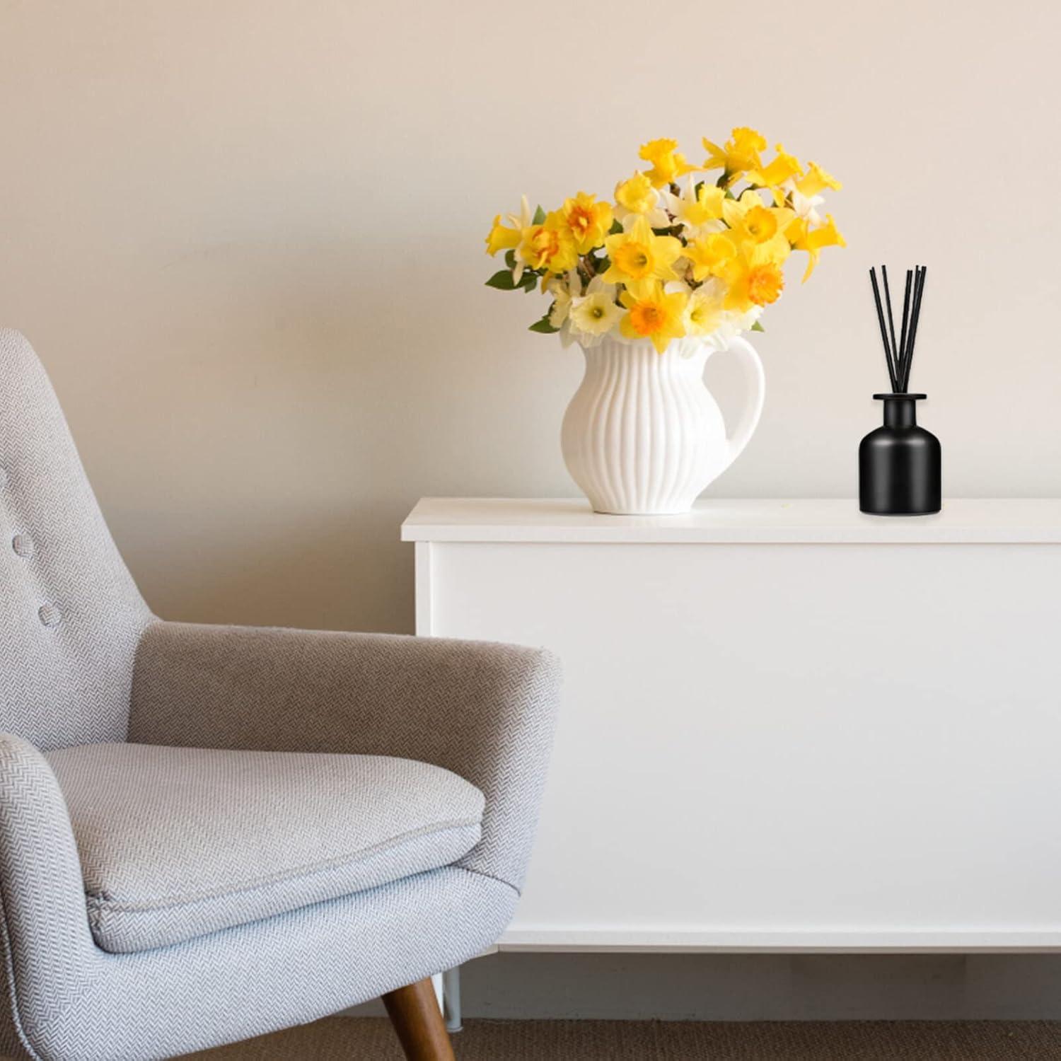 Warmhm 2-Piece Cylindrical Reed Diffuser Set | Elegant Black Glass ...