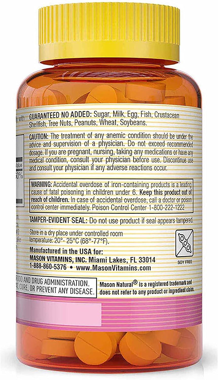 Mason Natural Ferrous Sulfate Iron Supplement Green Tablets - 100 Ea ...