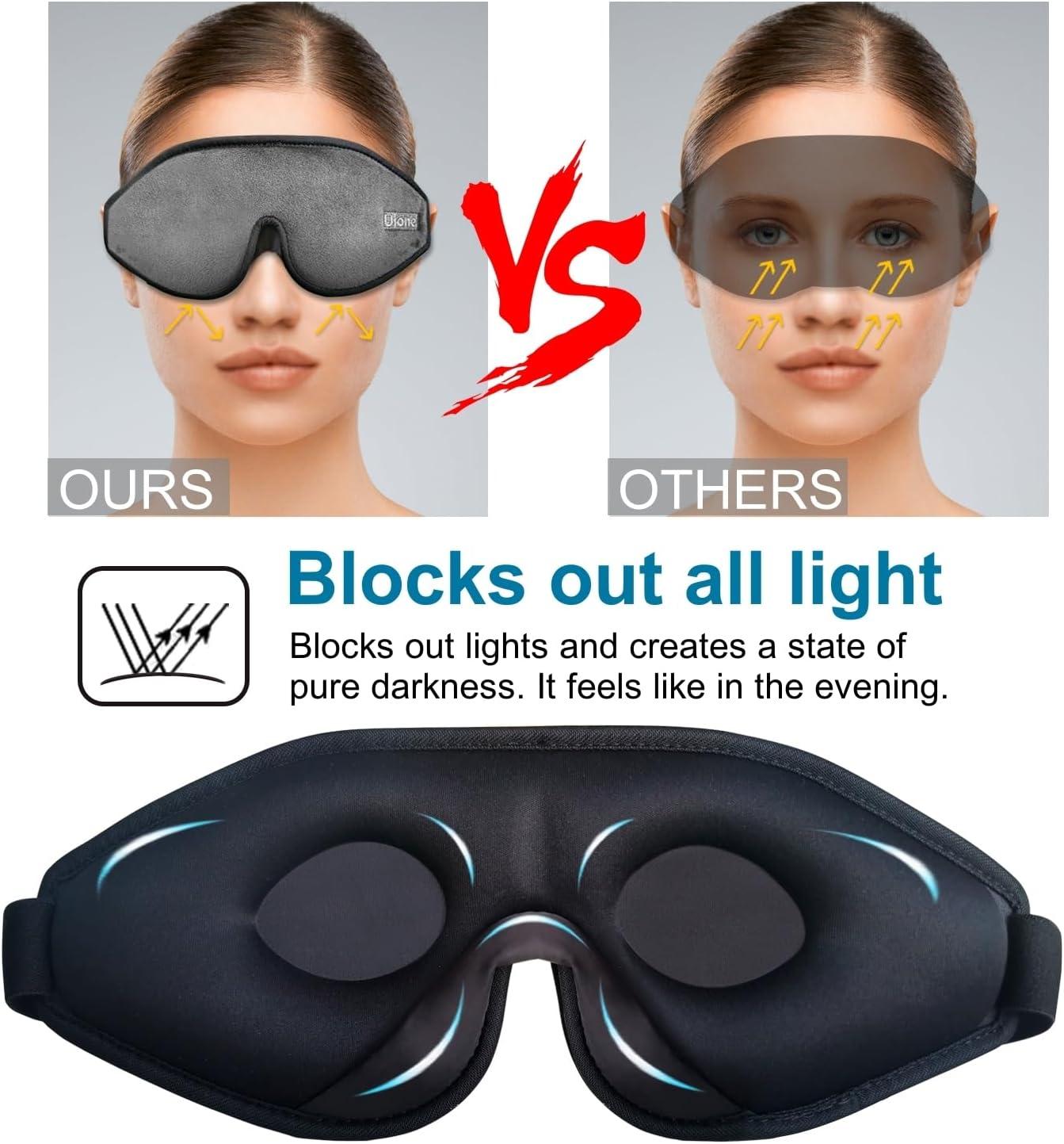 3D Contoured Cup Eye Mask for Sleeping | Block Out Light | Soft Comfort ...