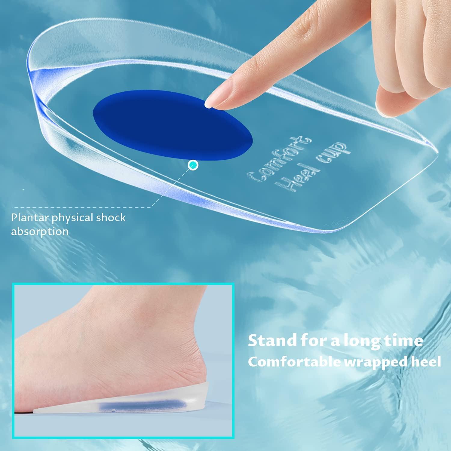 Silicone Gel Heel Cups - Heel Pain Relief Inserts for Plantar Fasciitis ...