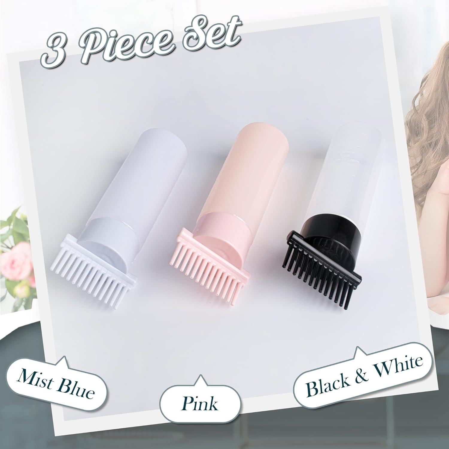 MEGAVOW 3 Packs Root Comb Applicator Bottle 180ml Squeeze Shampoo Brush ...