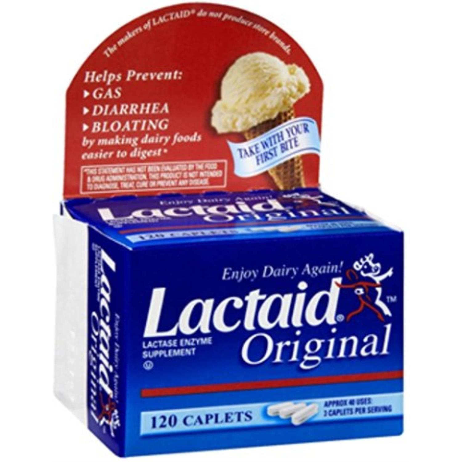 LACTAID Original Caplets 120 ea - Pack of 2 | Fast-Acting Lactase ...