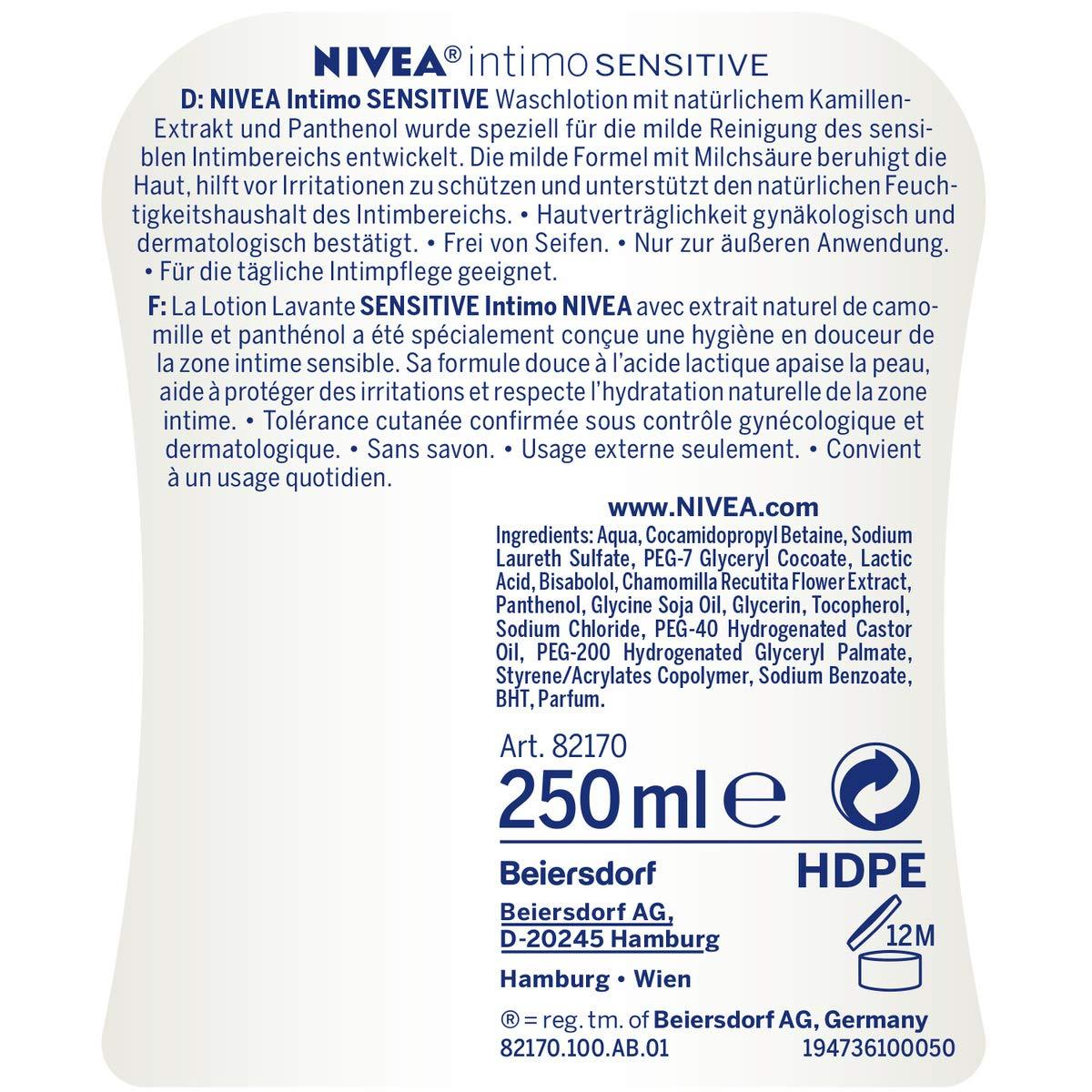 NIVEA Intimo Sensitive 3-Pack Washing Lotion for Intimate Area | 3 x ...