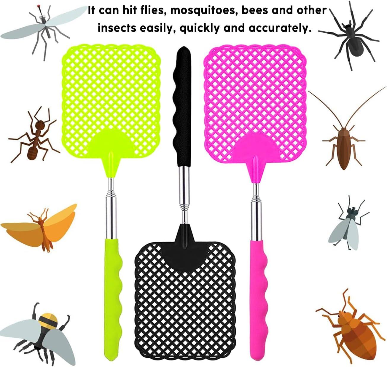 Premium Extendable Fly Swatter Set - 3 Telescopic Green Swatters for ...