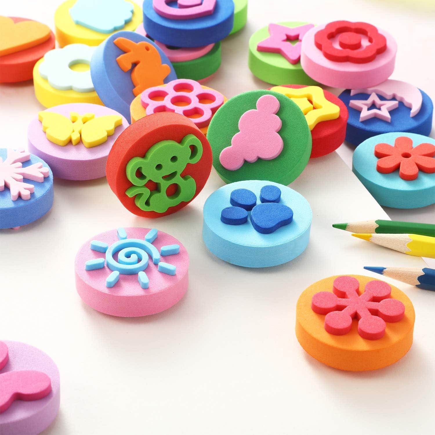 Outus 24 Piece EVA Painting Sponges Set for Kids - Foam Stamper Paint ...