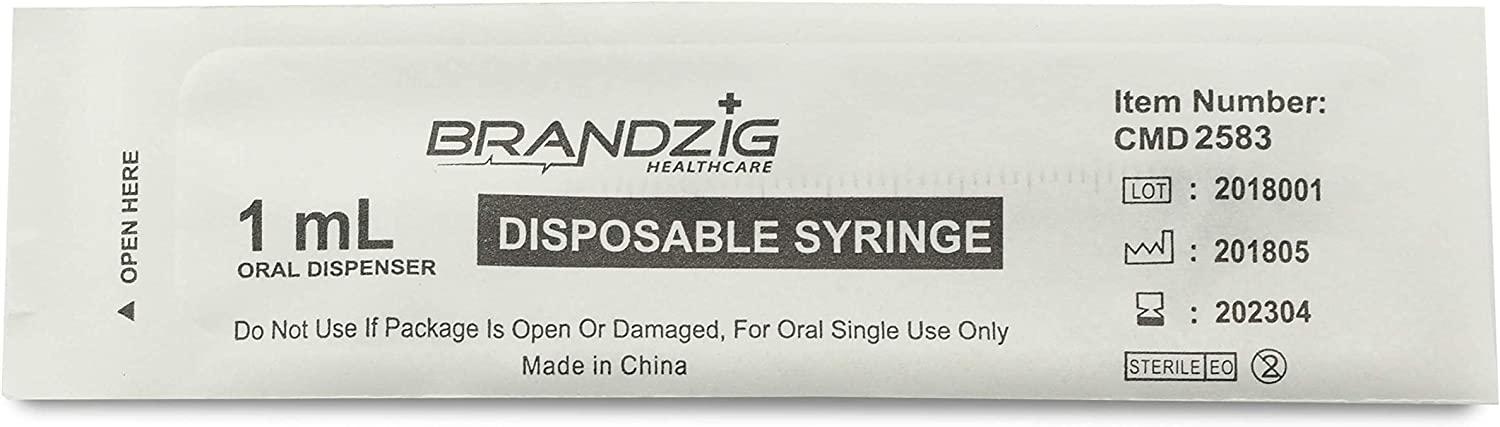 1ml Oral Syringe 100 Pack - Luer Slip Tip, No Needle, Sterile - for ...