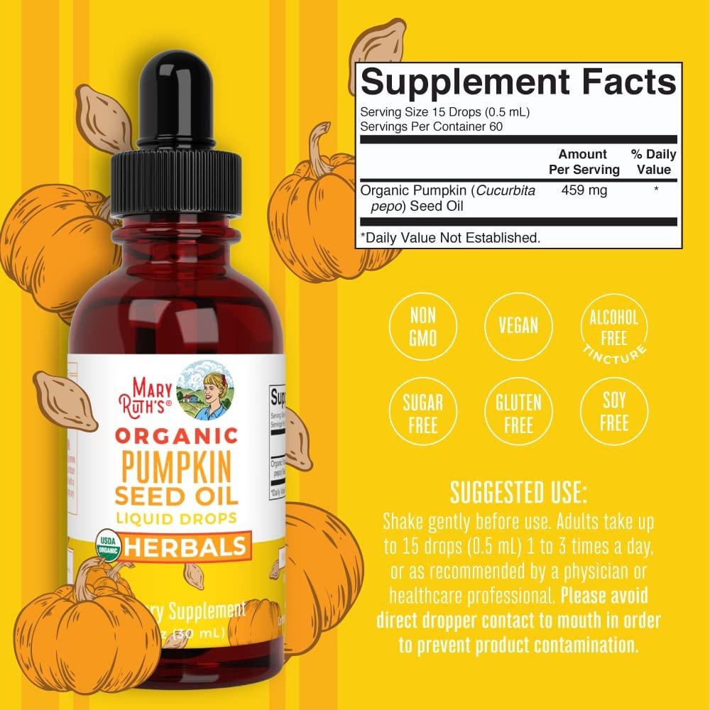Pumpkin Seed Oil Liquid Drops by MaryRuth's | 2 Month Supply | Sugar ...