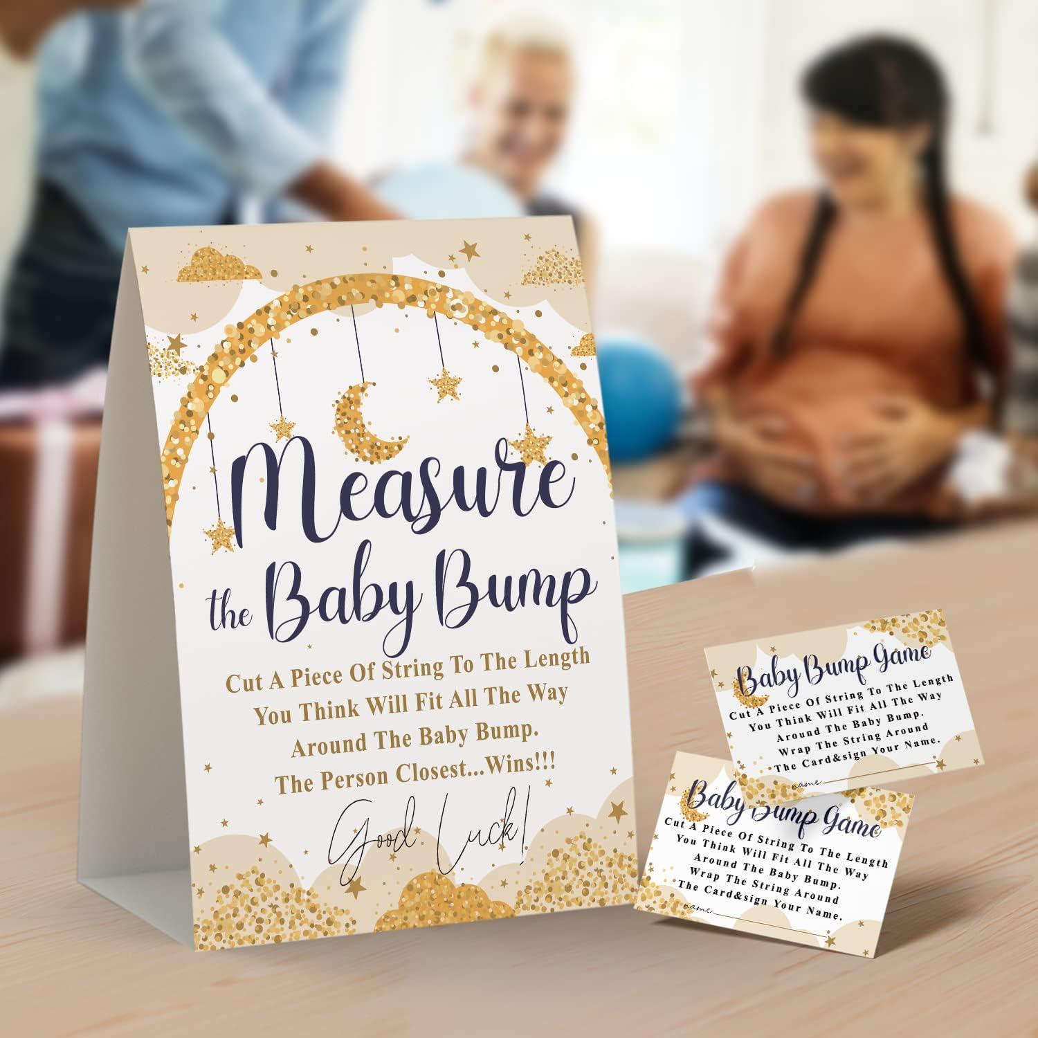Baby Shower Games - Measure Mommy's Belly Game with Stand Sign & 50 ...