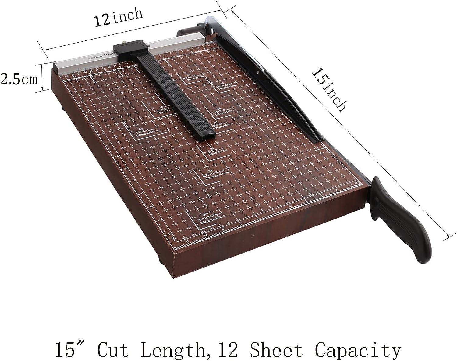 CROFULL 15 Cut Length Professional Guillotine Paper Cutter 12 Sheet ...