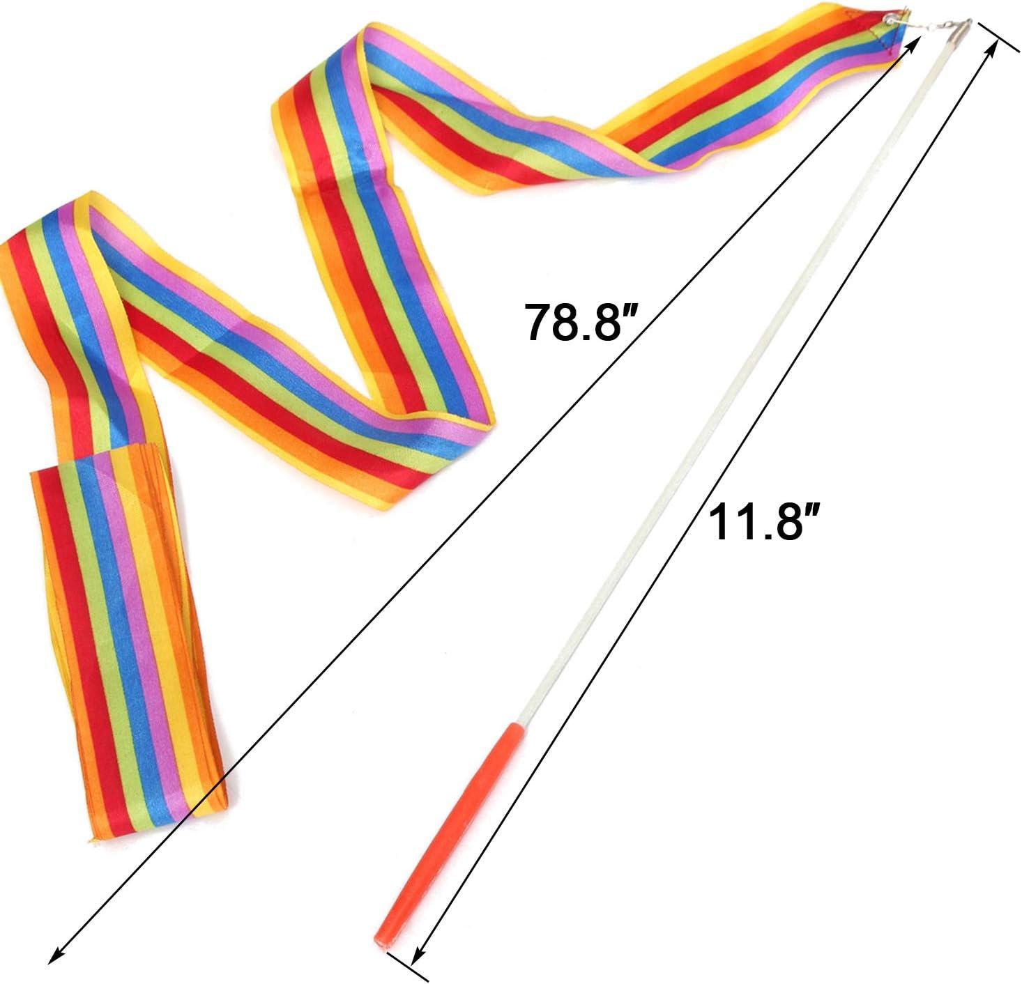 ANCIRS 4 Pack 2-Meter Dance Ribbons Rainbow Streamers for Kids ...
