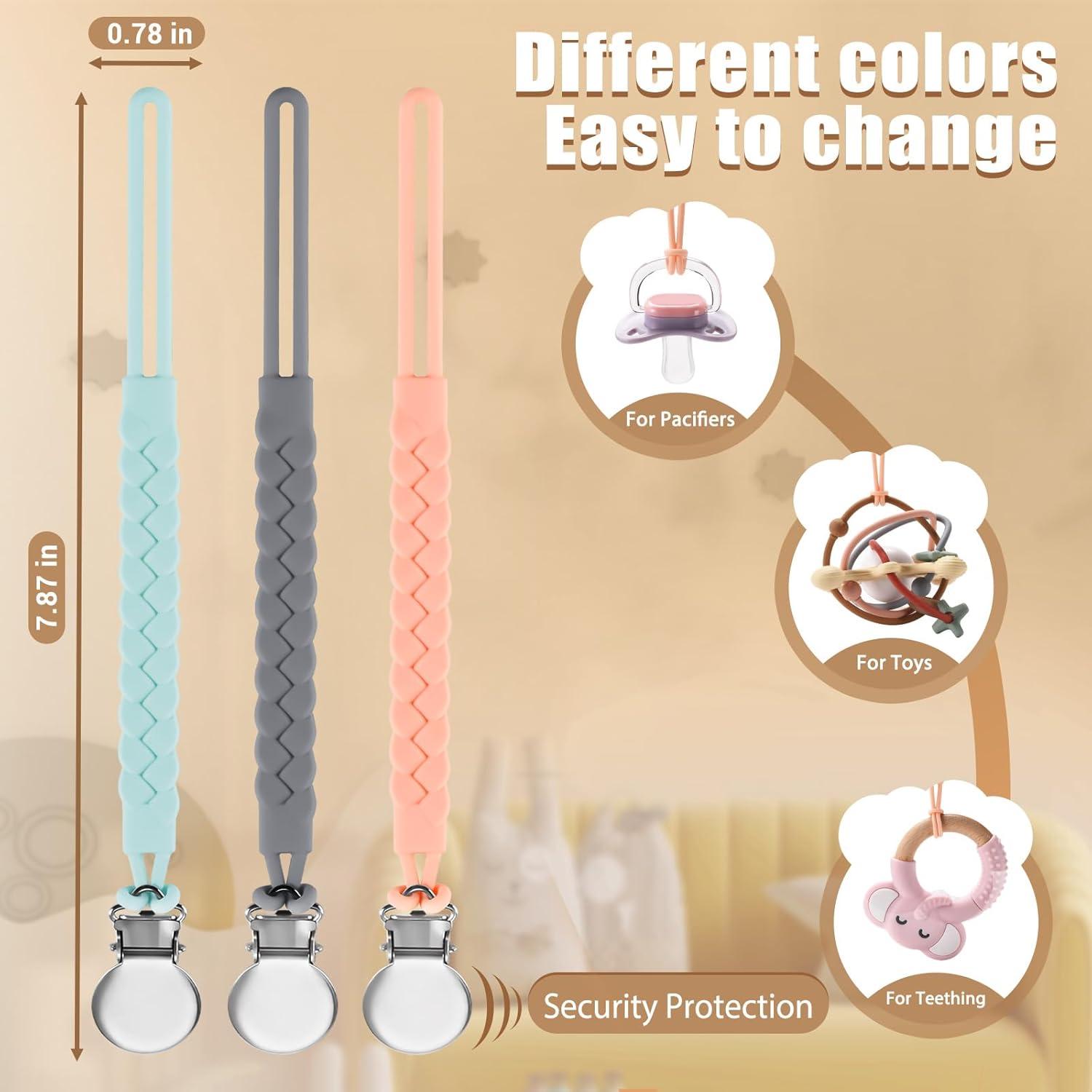 BasicsSlife BPA-Free Silicone Pacifier Clip - Universal Fit for ...