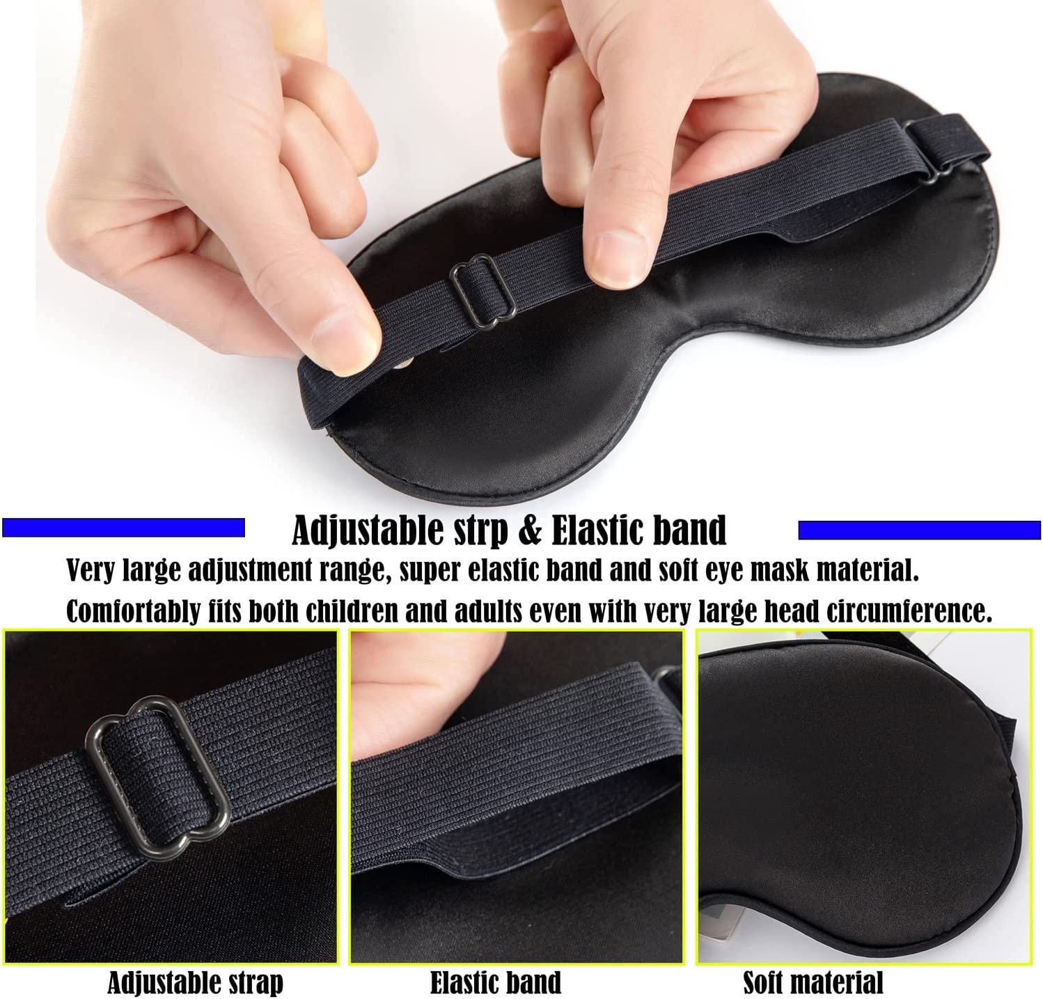 Silk Sleep Eye Mask for Women and Men - Adjustable Strap Blindfold for ...