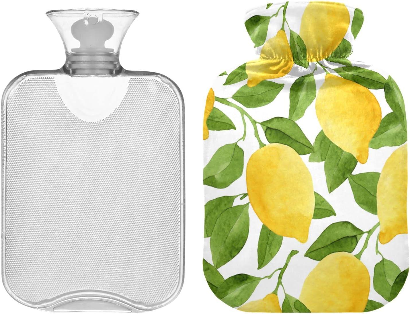 Watercolor Lemon Leaves Heat Bottle | 2L Hot Water Bottle for Pain ...