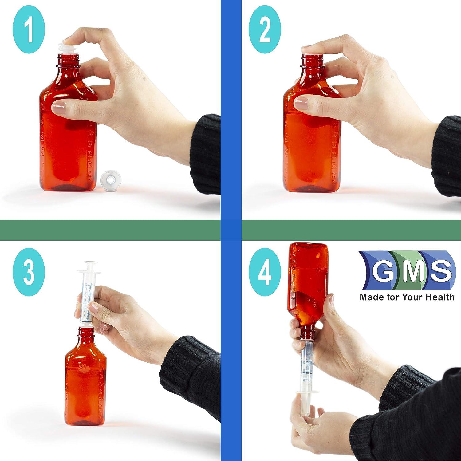 GMS Press in Bottle Adapter Plug for Oral Medication Syringes and ...