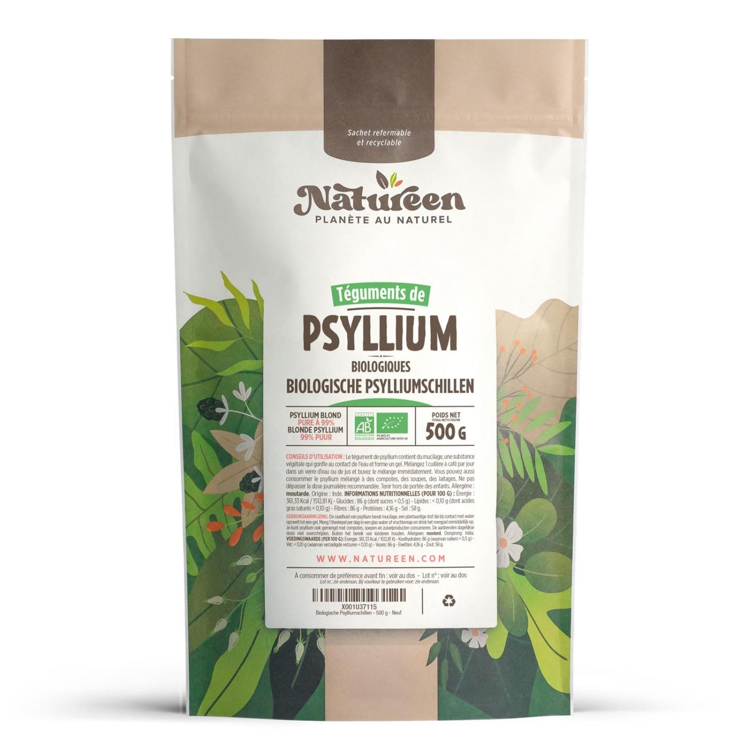 Organic Psyllium - 500 g - 99% Purity - Rich in Fiber - Natureen | Buy ...