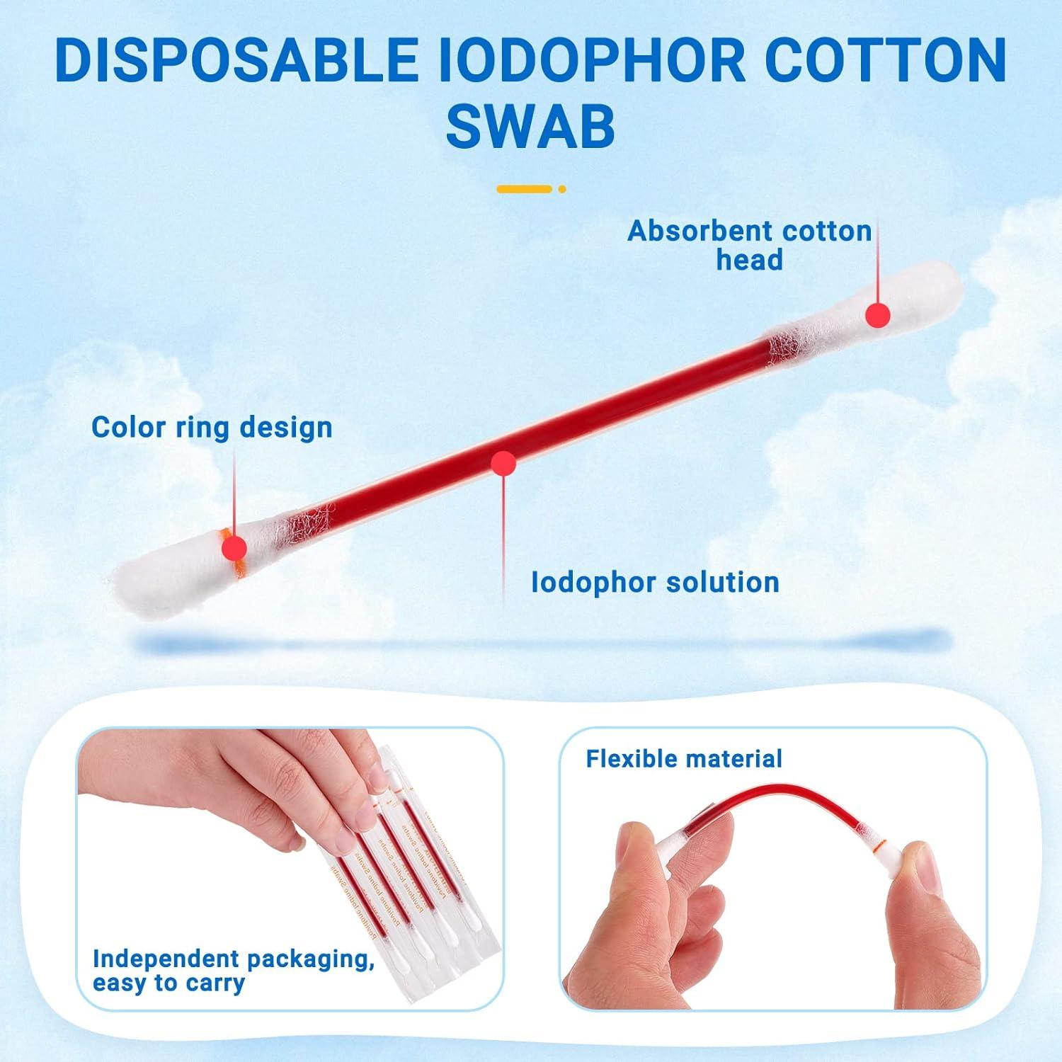 SUPVOX 100Pcs Disposable Cotton Swab for Iodophor Skin Disinfection ...