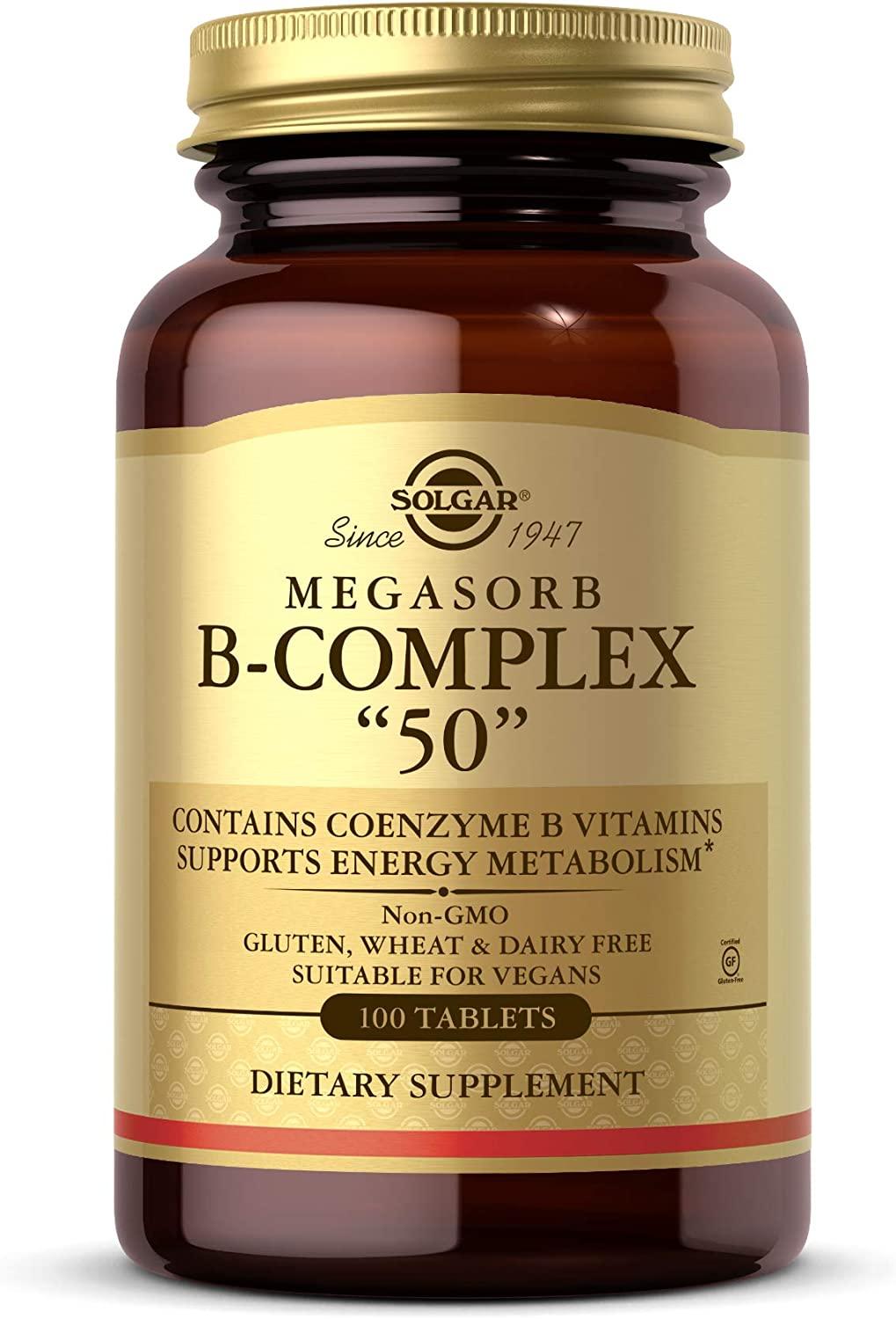 Buy Solgar Megasorb B-Complex 50 - 100 Tablets | High Potency Vitamin B ...