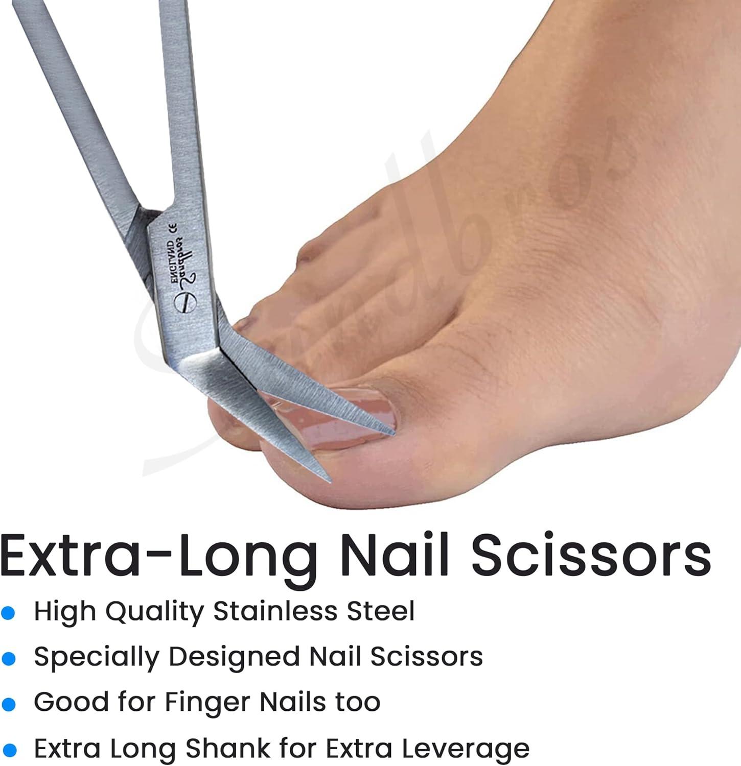 Toenail Scissors Long Handle/Shank with 45 Angled Tip for Maximum ...