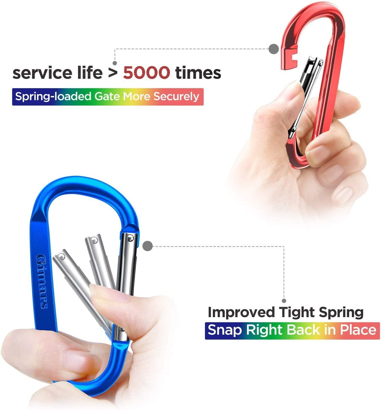 Gimars 3 10 Pcs Strong D-Ring Aluminum Carabiner Clips for Camping ...