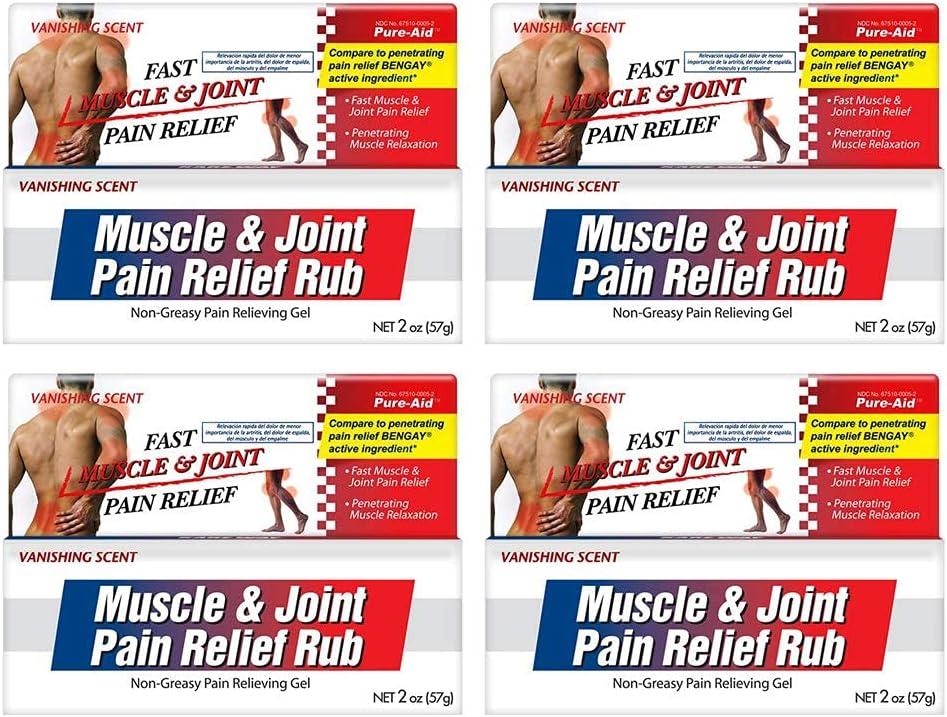 Pure-Aid Muscle & Joint Pain Relief Rub 2oz (4pk) - Fast Relief from ...