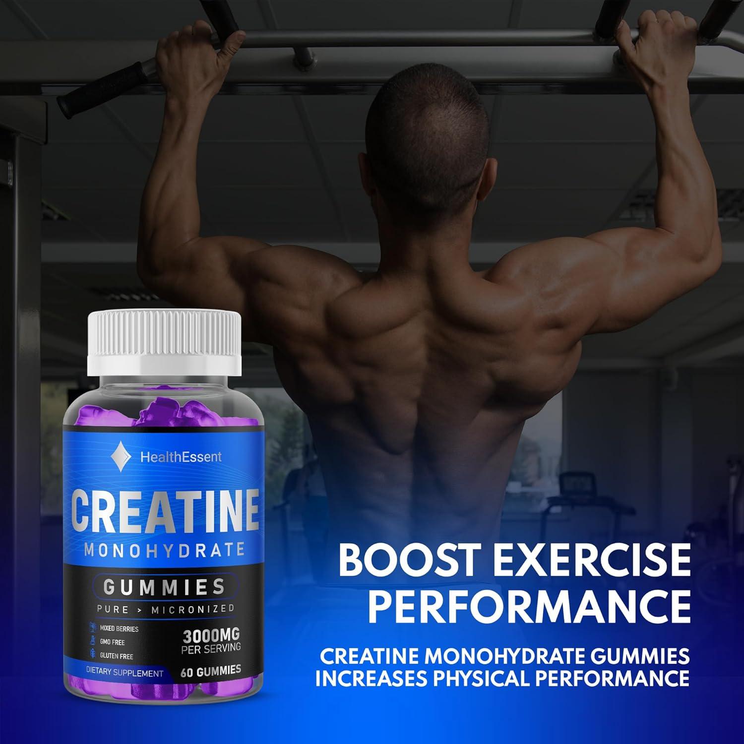 3000mg Vegan Creatine Gummies 60 ct - High Strength Monohydrate Chews ...