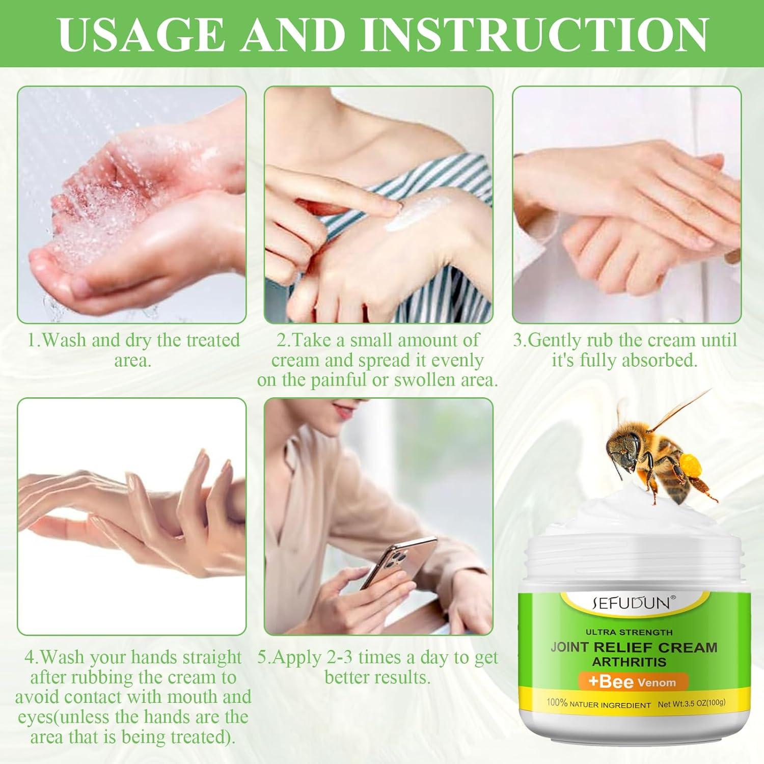 Bee Venom Ointment - Natural Relief for Joints | 100g Bee Cream for ...