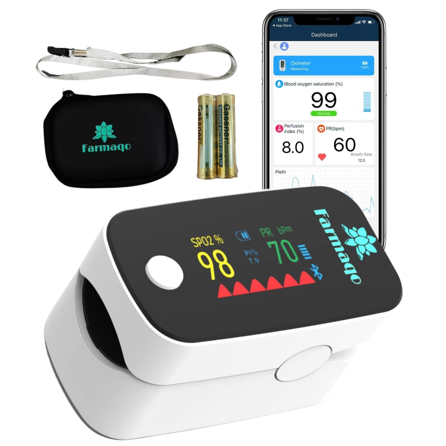 Professional Bluetooth Finger Oximeter with OLED Screen - Heart Rate ...