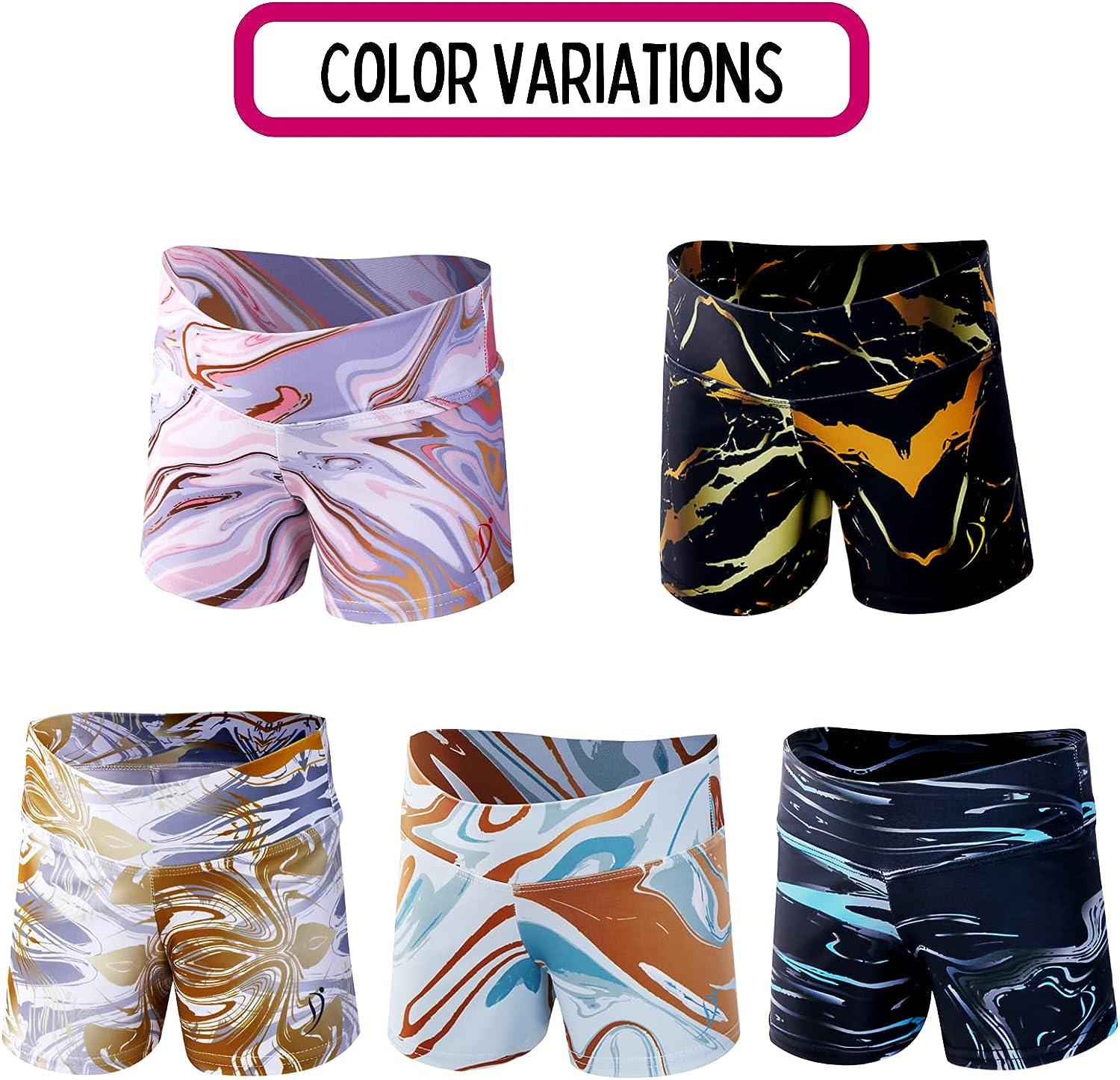 Dancina Marble Line Gymnastics Leotards for Girls + Shorts Set | Pink ...