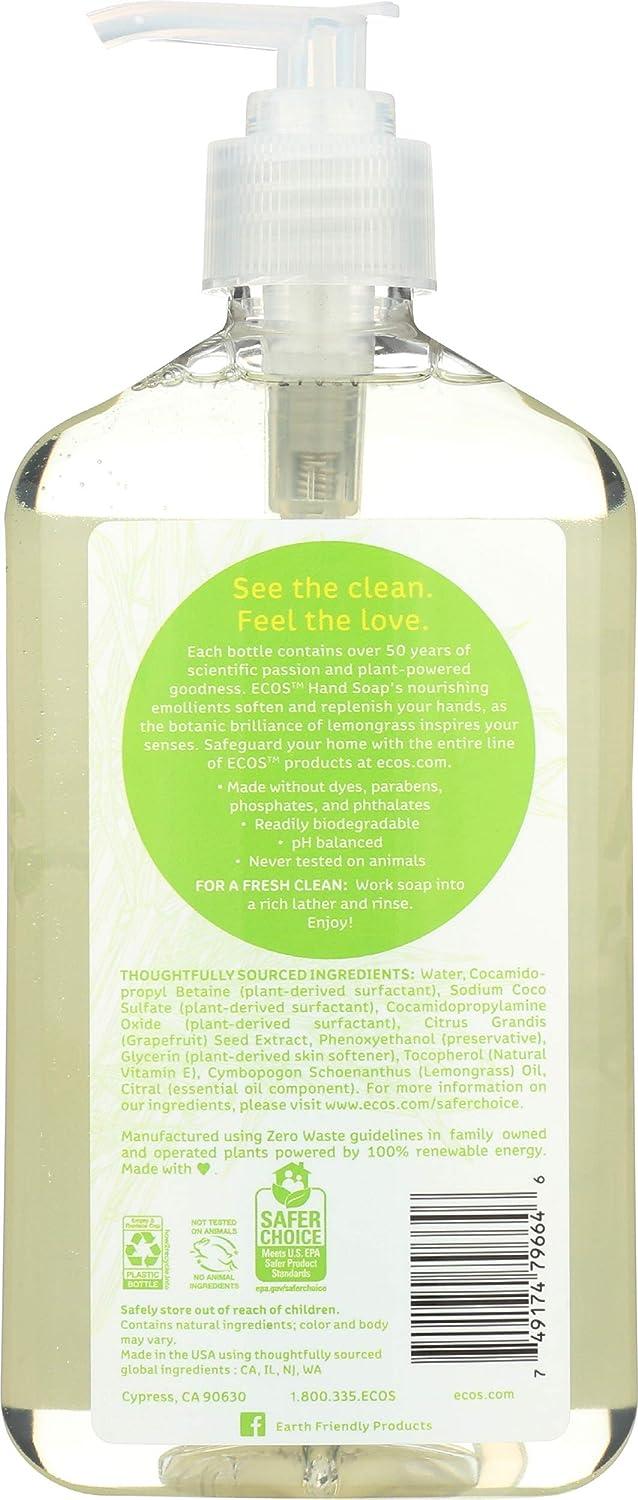Ecos Lemongrass Hand Liquid Soap 17 Fl Oz - Natural Eco-Friendly ...
