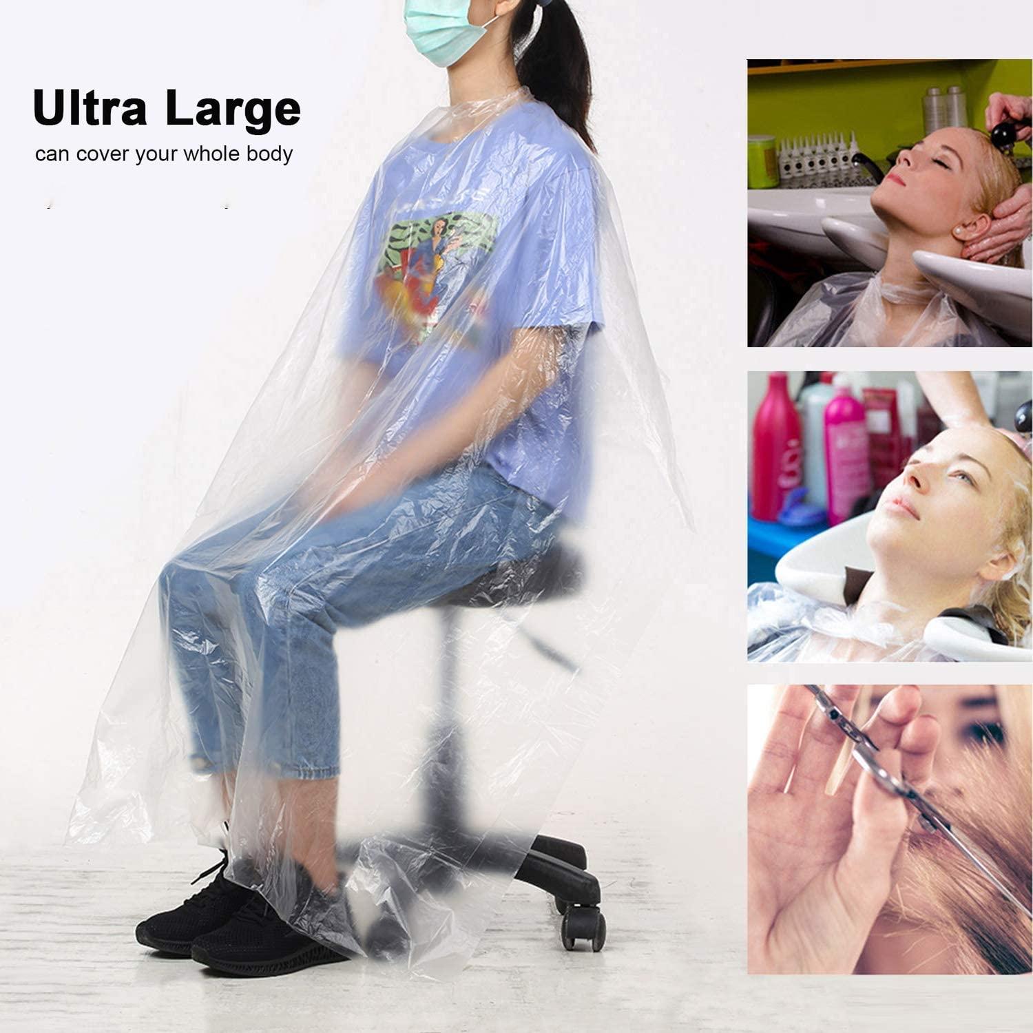 100pcs Disposable Capes Hair Salon - Waterproof Hair Cutting Capes for Barber Shop & Home ...