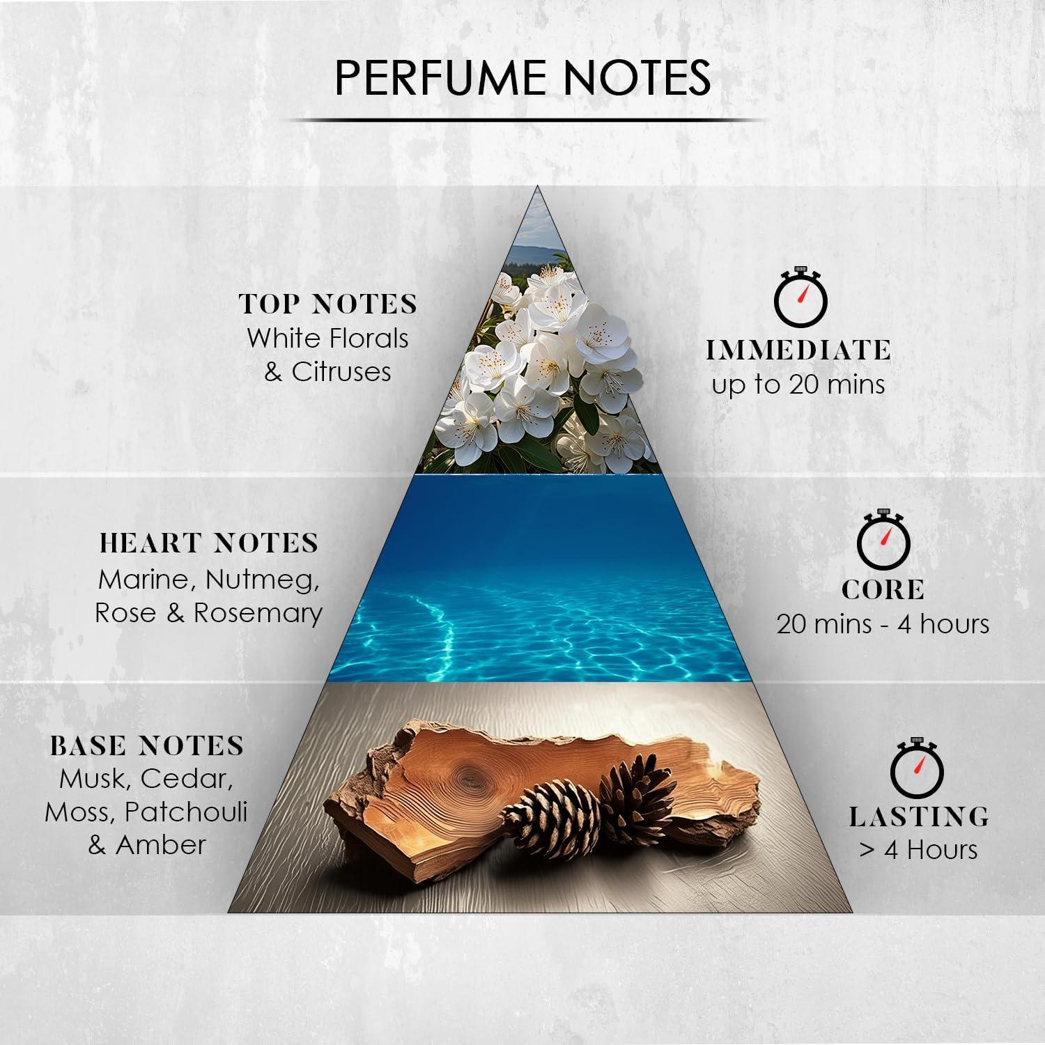 Blue Ocean Perfume For Men Eau De Parfum Aquatic Fragrance with Citrus ...